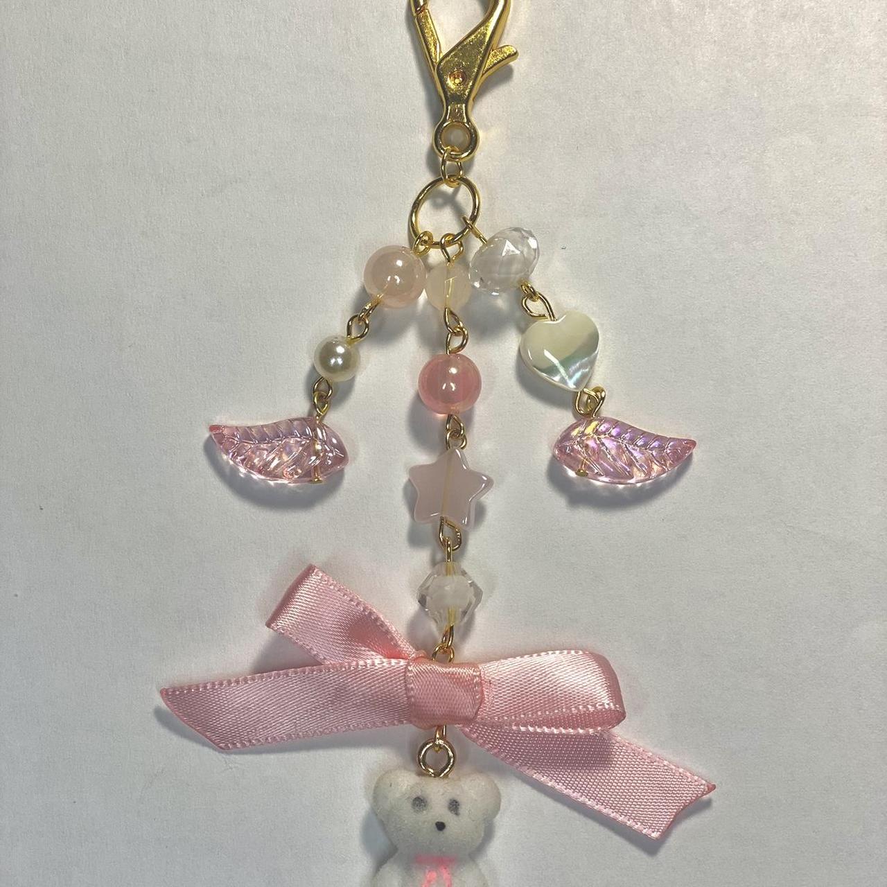 Coquette keychain🎀🐻 ༶•┈┈୨♡୧┈┈•༶ Handmade with pink,... - Depop