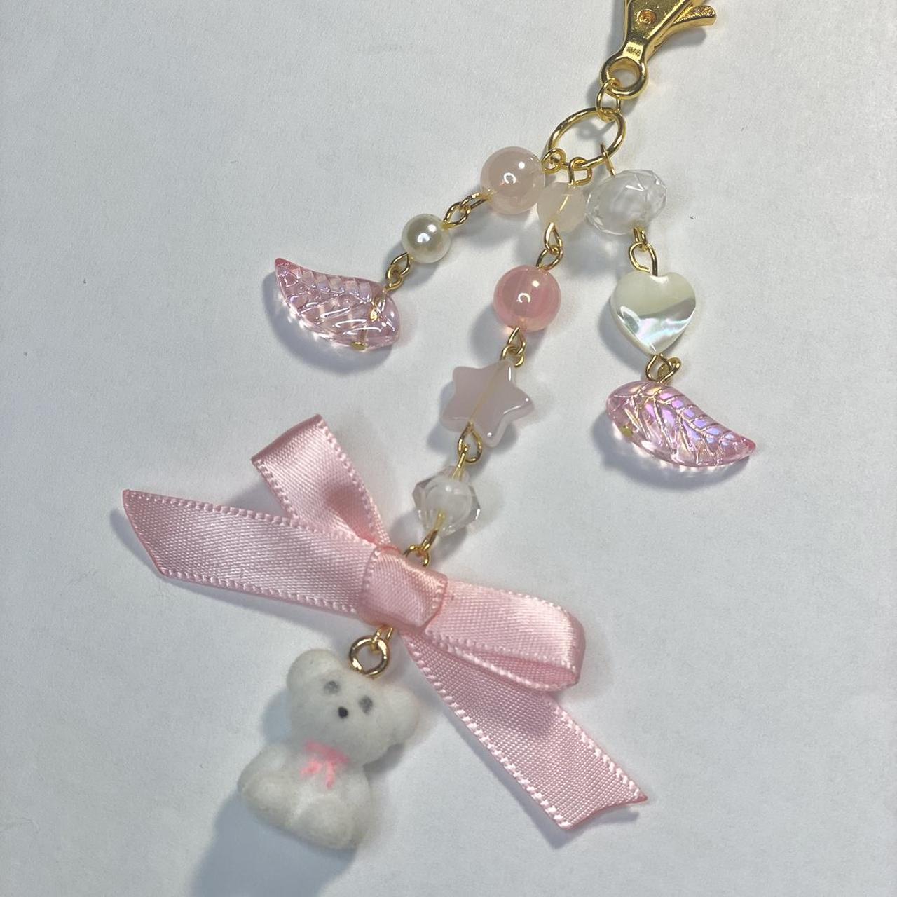 Coquette keychain🎀🐻 ༶•┈┈୨♡୧┈┈•༶ Handmade with pink,... - Depop
