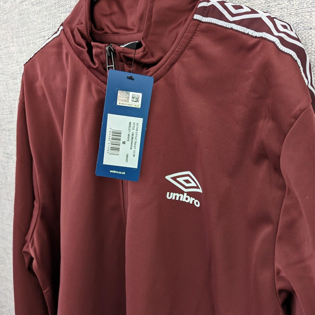 *NEW* Umbro Retro Zip Jacket Maroon and White... - Depop