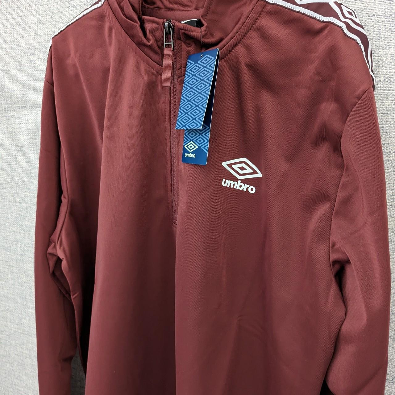 *NEW* Umbro Retro Zip Jacket Maroon and White... - Depop
