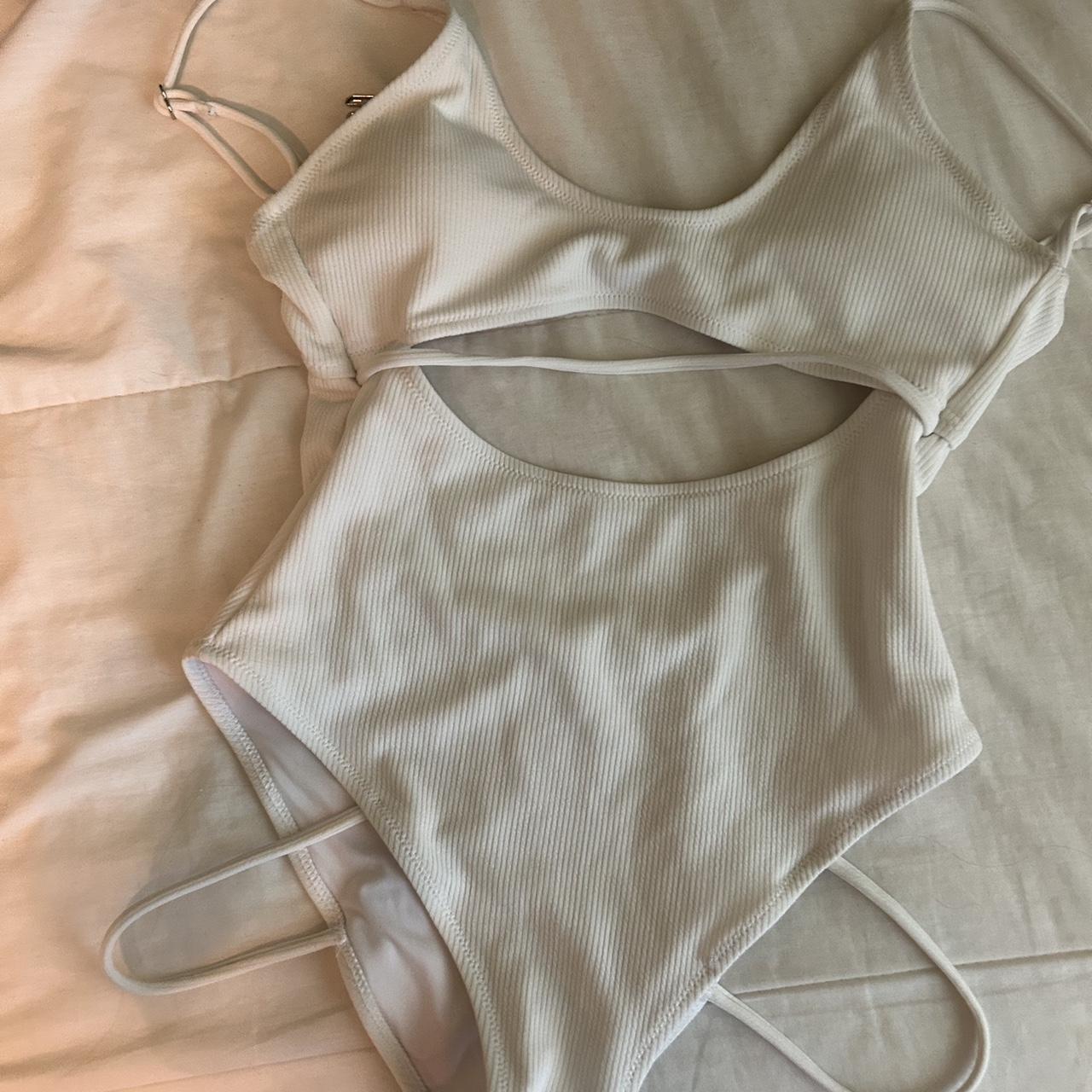 size small white one piece bathing suit no flaws - Depop