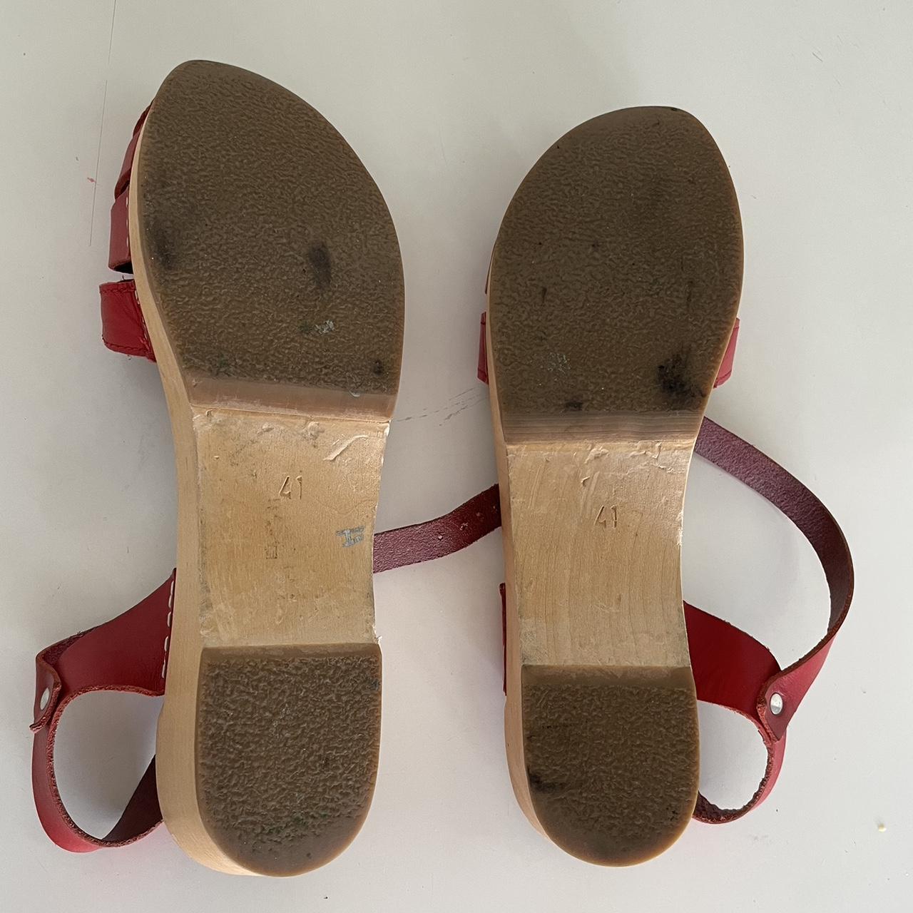 Swedish Hasbeens red clog sandals size 41 fits like... - Depop