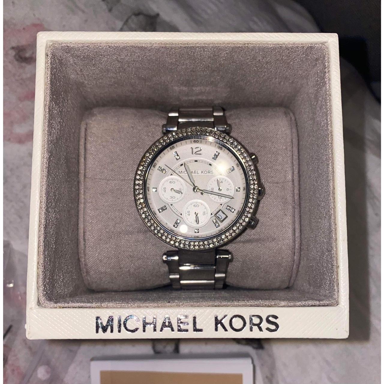 Silver Diamanté Michael Kors watch, hardly worn so... - Depop
