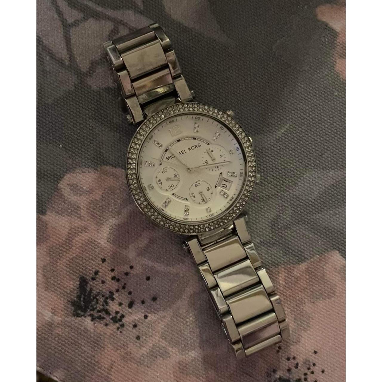 Silver Diamanté Michael Kors watch, hardly worn so... - Depop