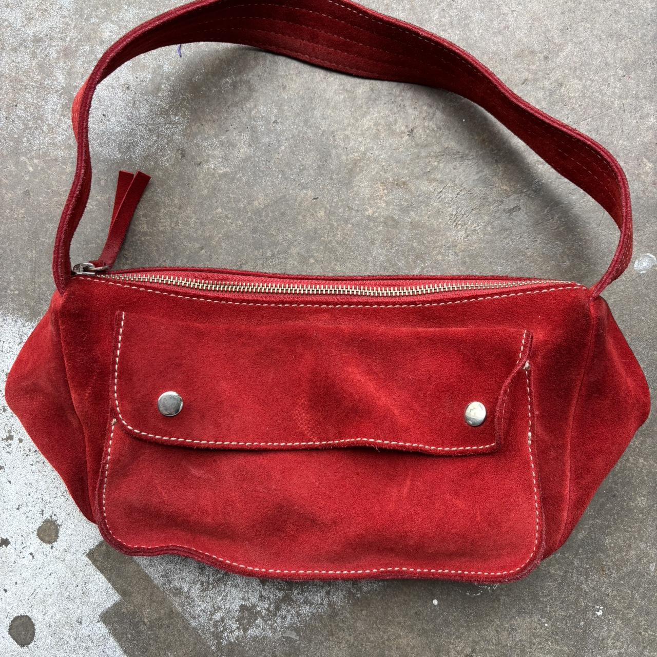 Red suede vintage Banana Republic bag #redbag #vintage | Depop