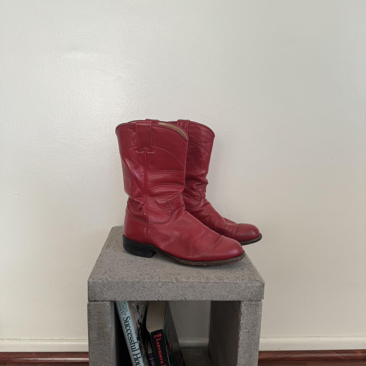 Vintage red leather cowboy boots. Size US Women’s... - Depop