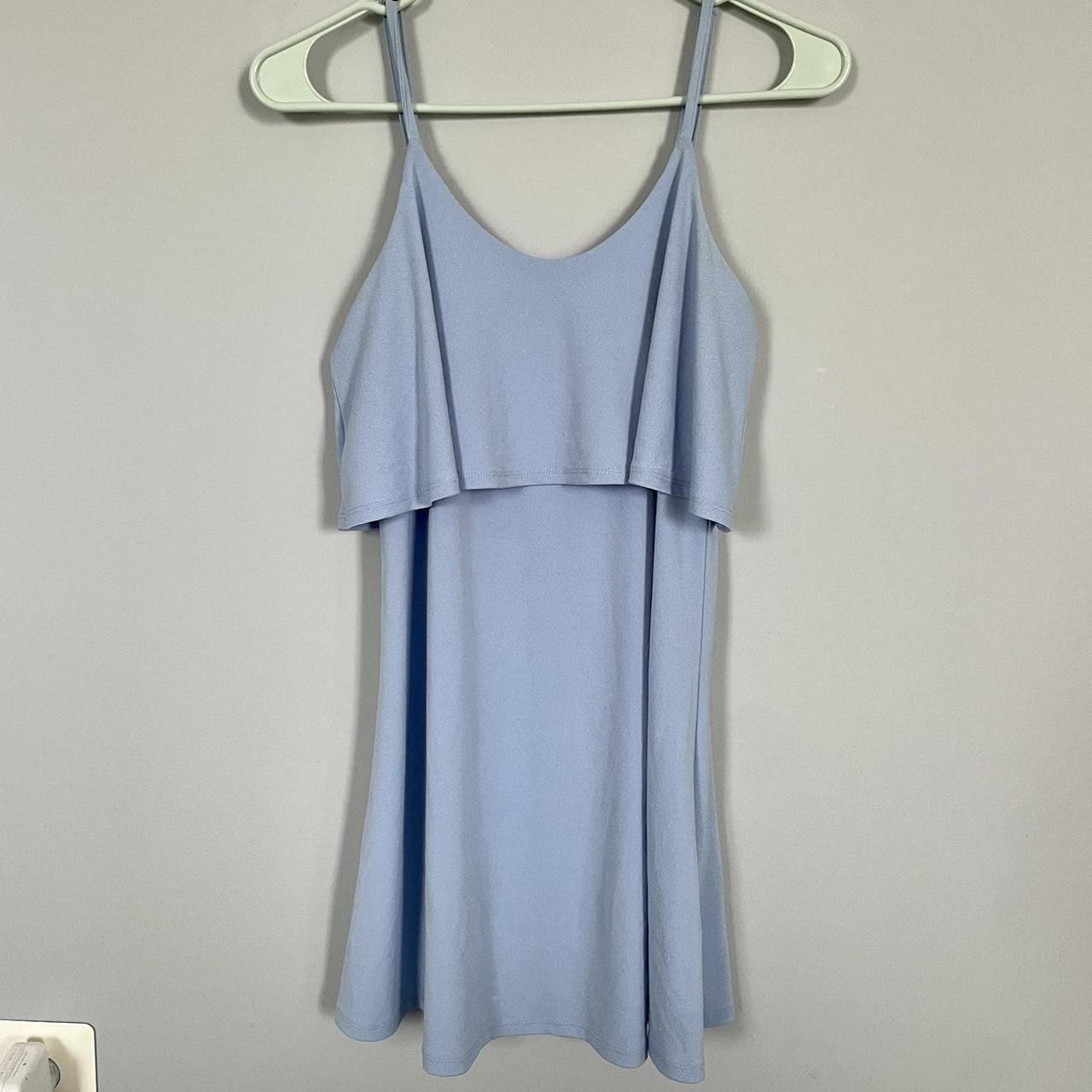 Express powder blue layered mini slip dress... - Depop