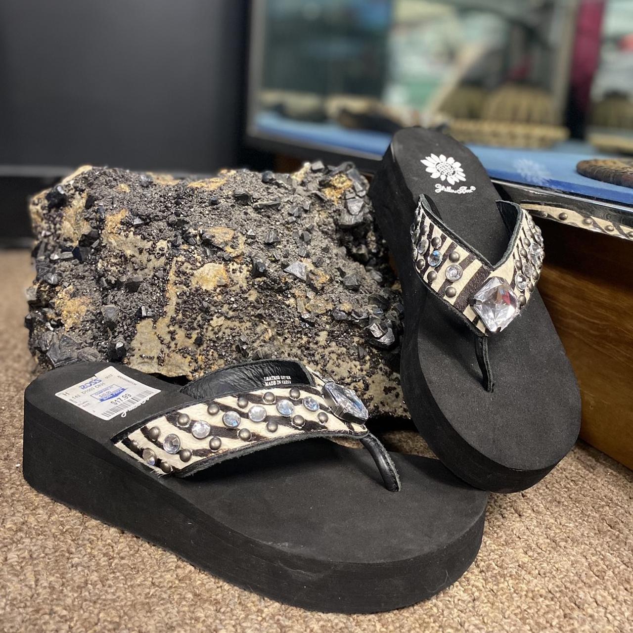 Bedazzled Zebra Print platform sandals originally... - Depop