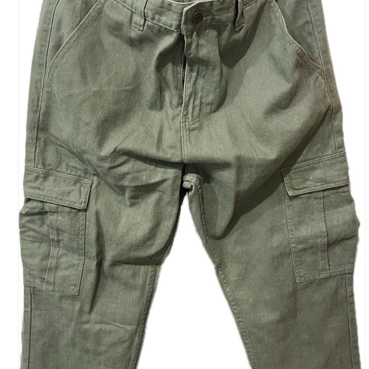 Khaki absent baggy denim cargo pants size 36 Brand... - Depop