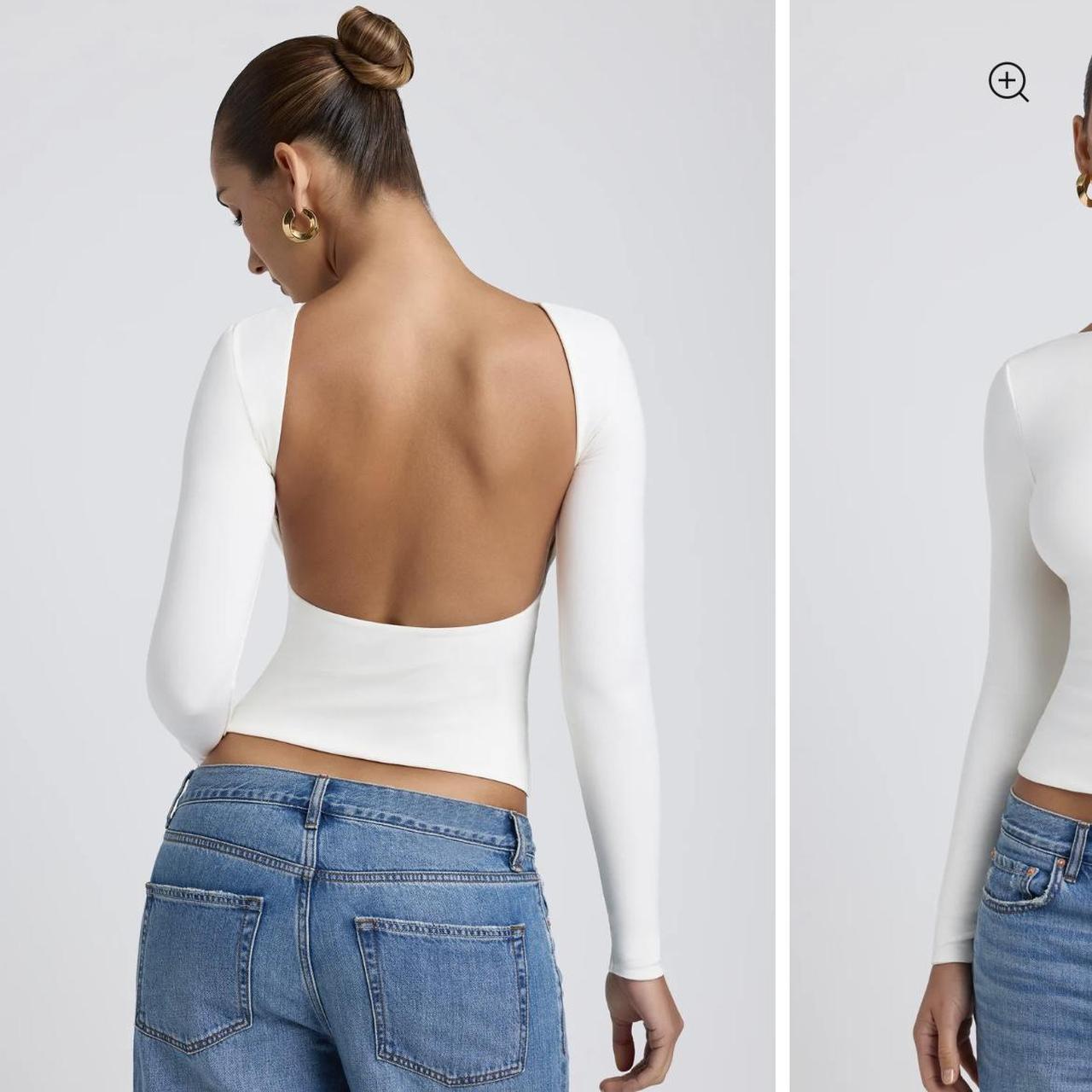 Oh Polly white backless top Size xs Never worn... - Depop