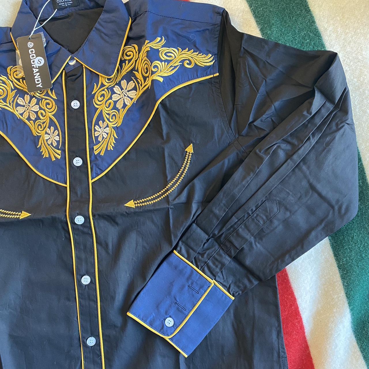 Western embroidered snap button shirt, men’s size... - Depop