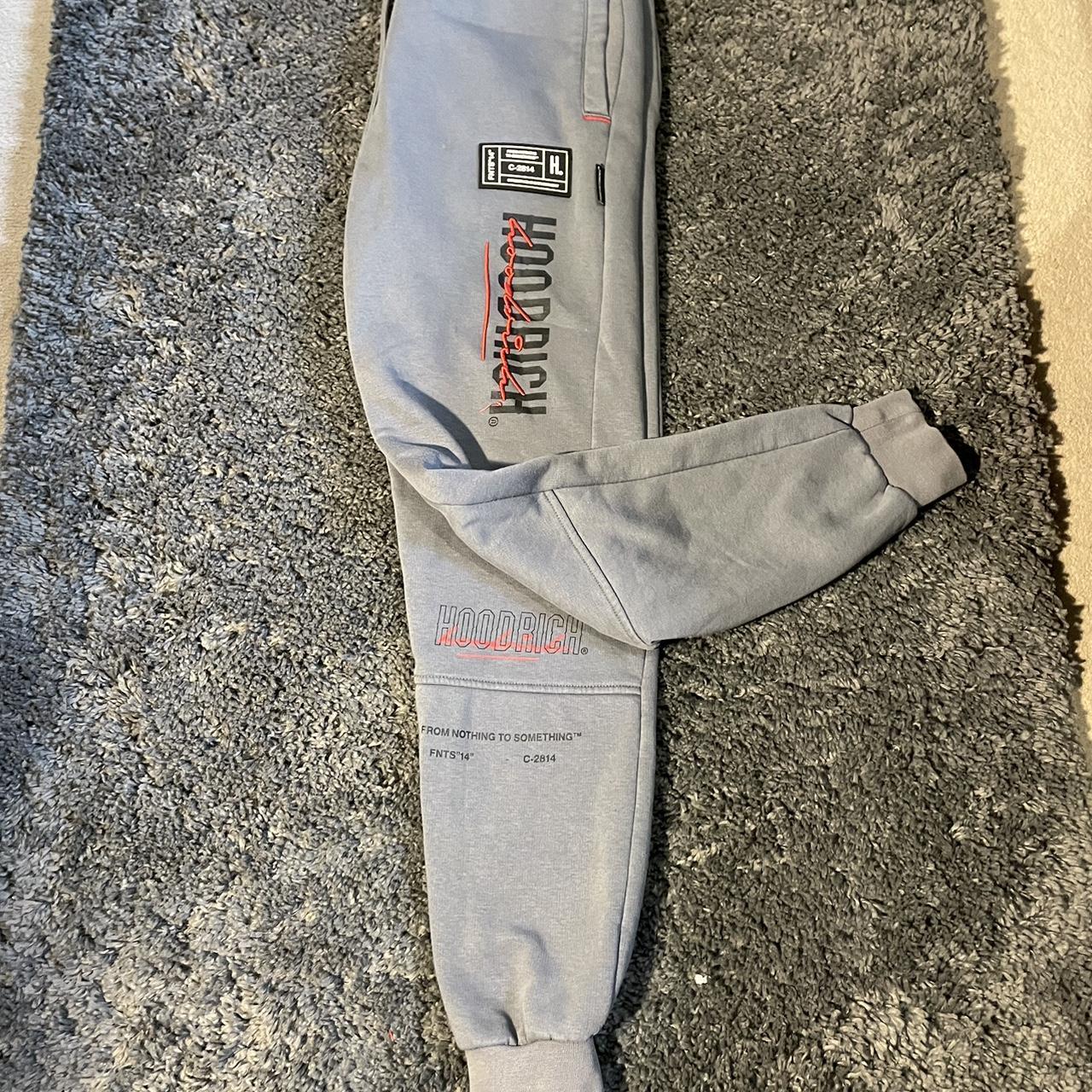 Hoodrich grey joggers With red and black details... - Depop
