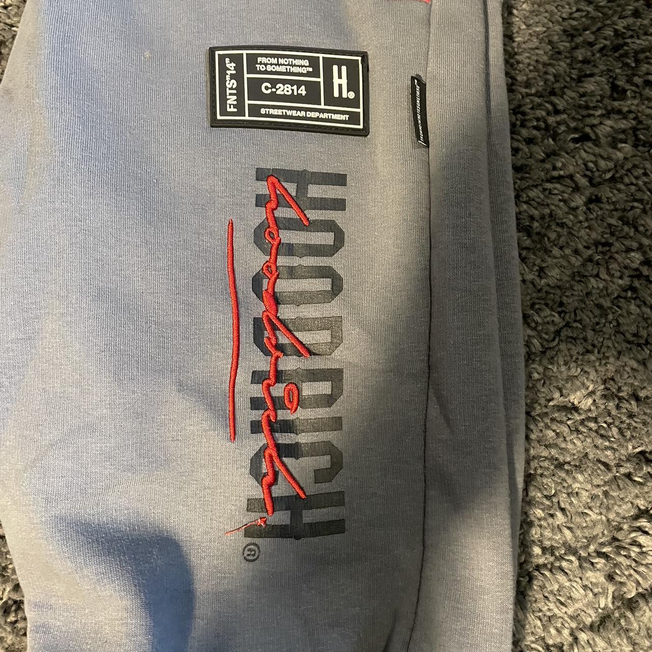 Hoodrich grey joggers With red and black details... - Depop