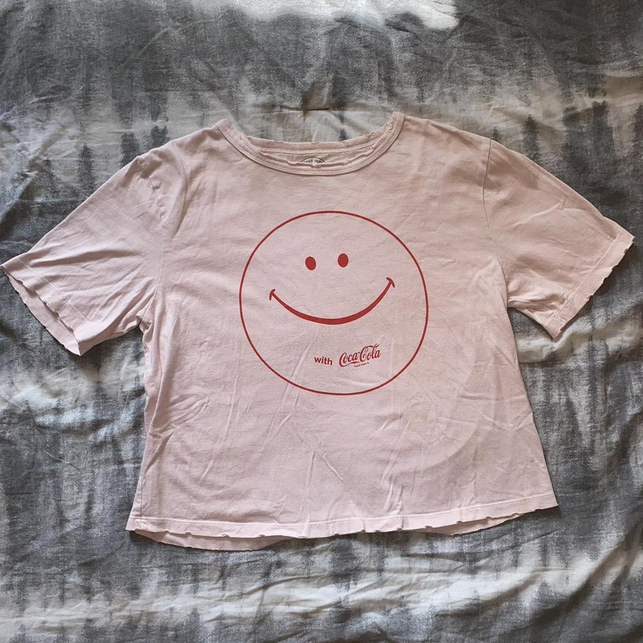 Light pink RETRO smiley face Coca-Cola brand... - Depop
