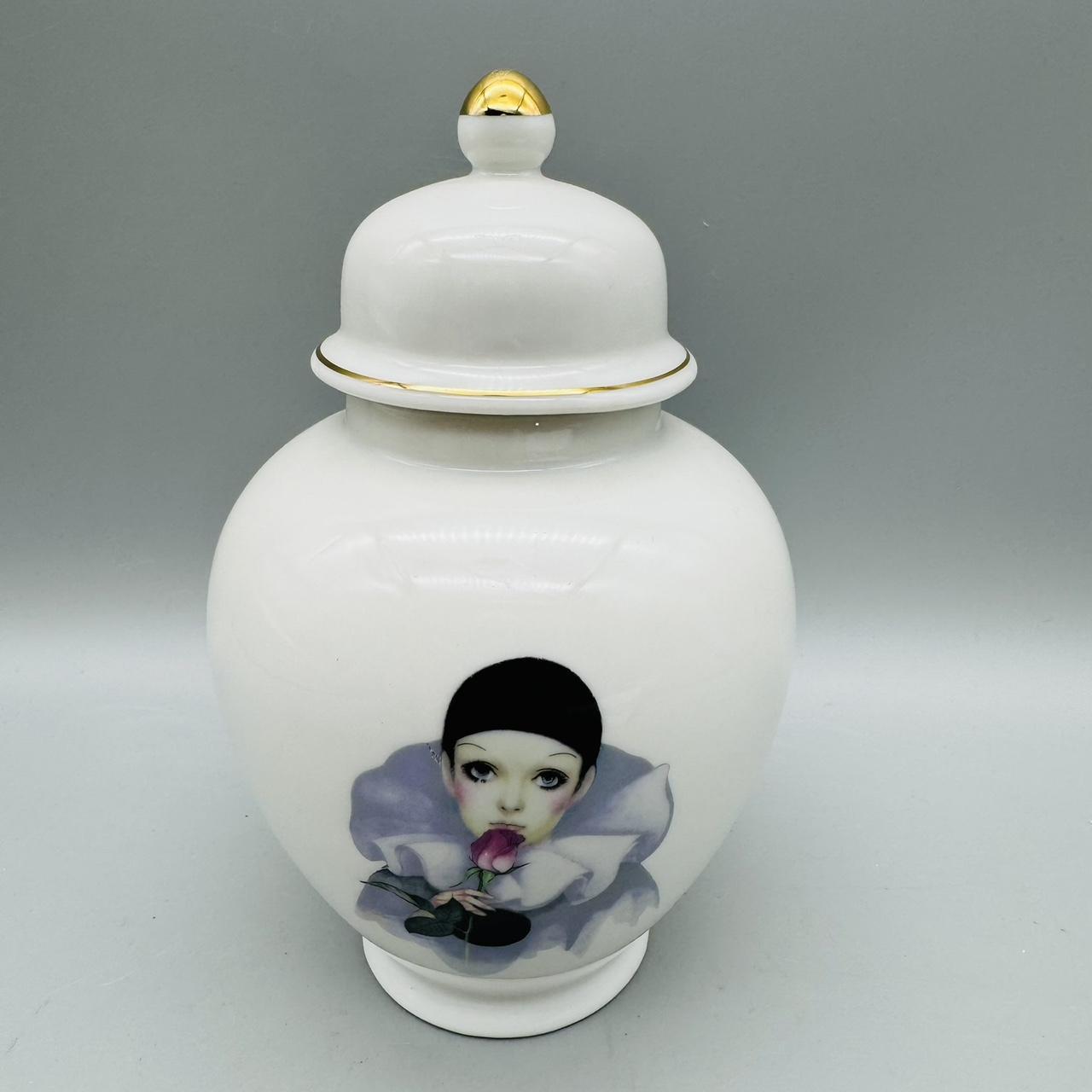 Vtg Retro Belina Pierrot Love Lidded Ceramic Trinket... - Depop