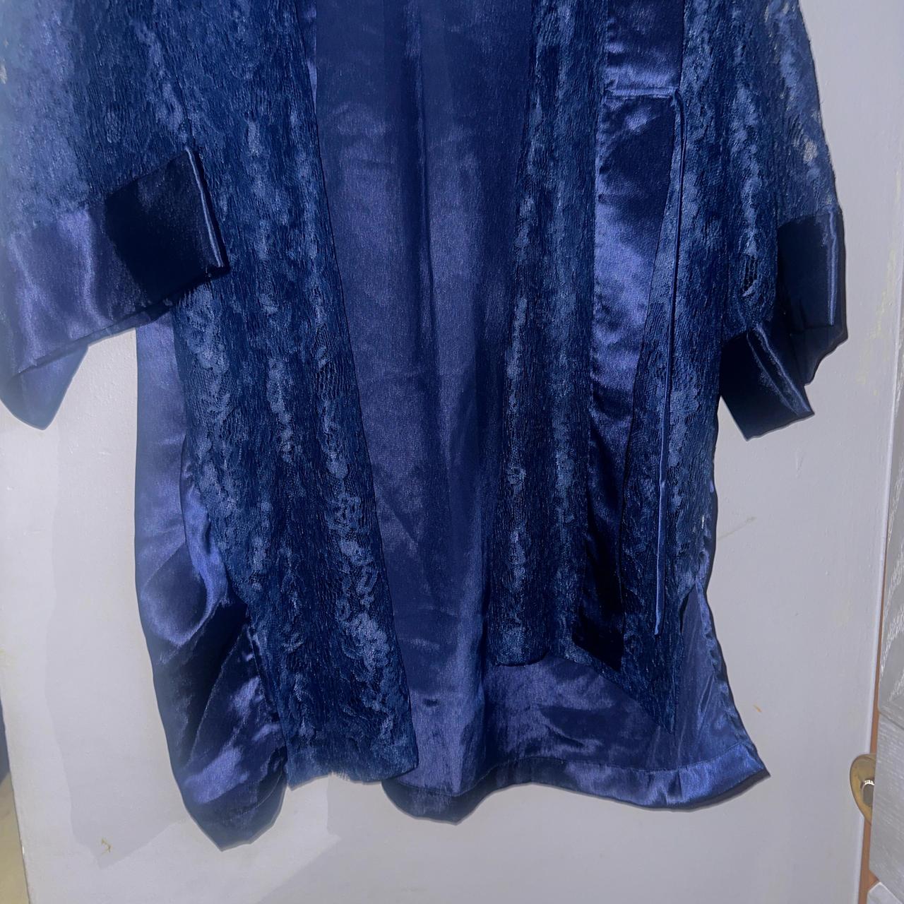 Vintage Victoria Secret Blue velvet lace robe No... - Depop