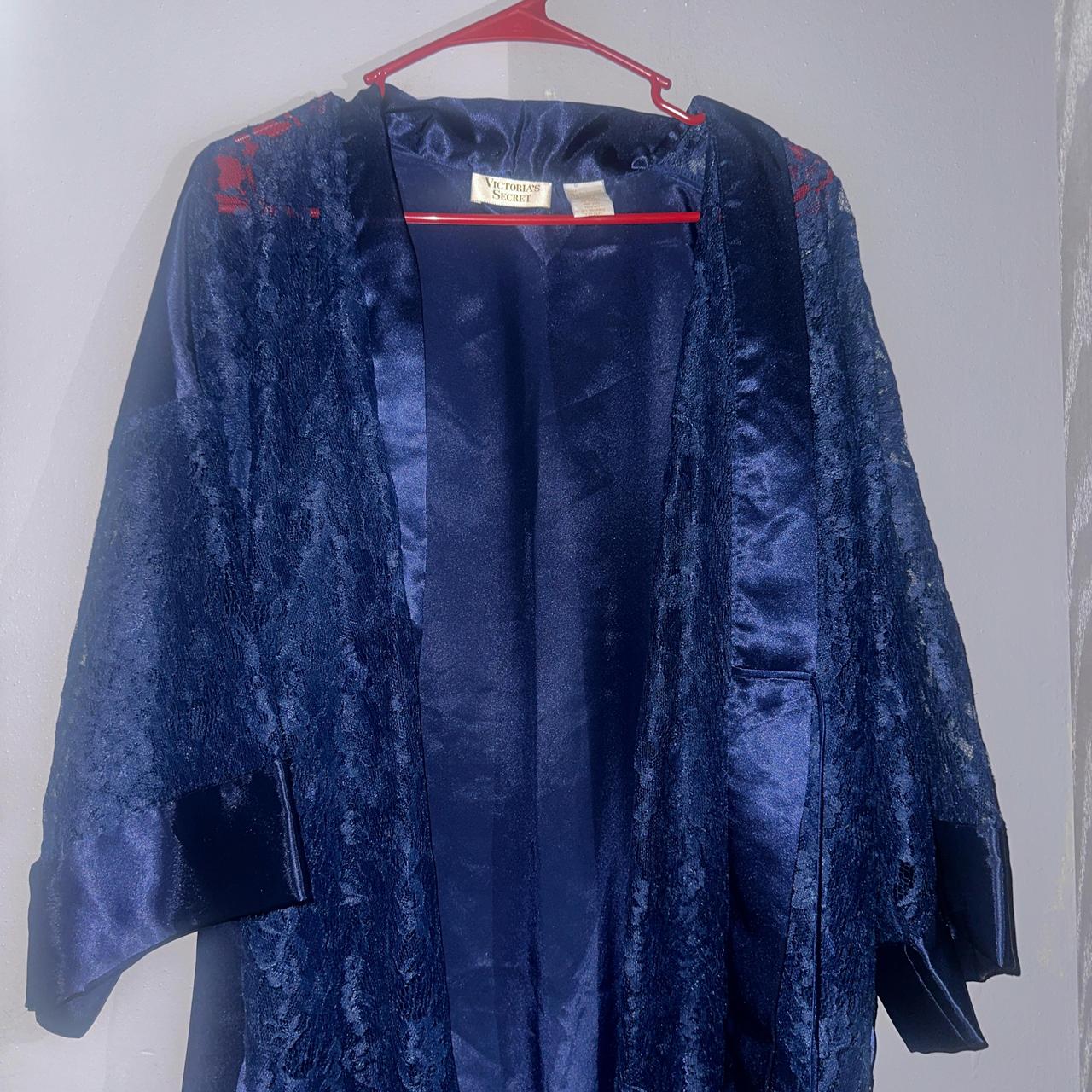 Vintage Victoria Secret Blue velvet lace robe No... - Depop
