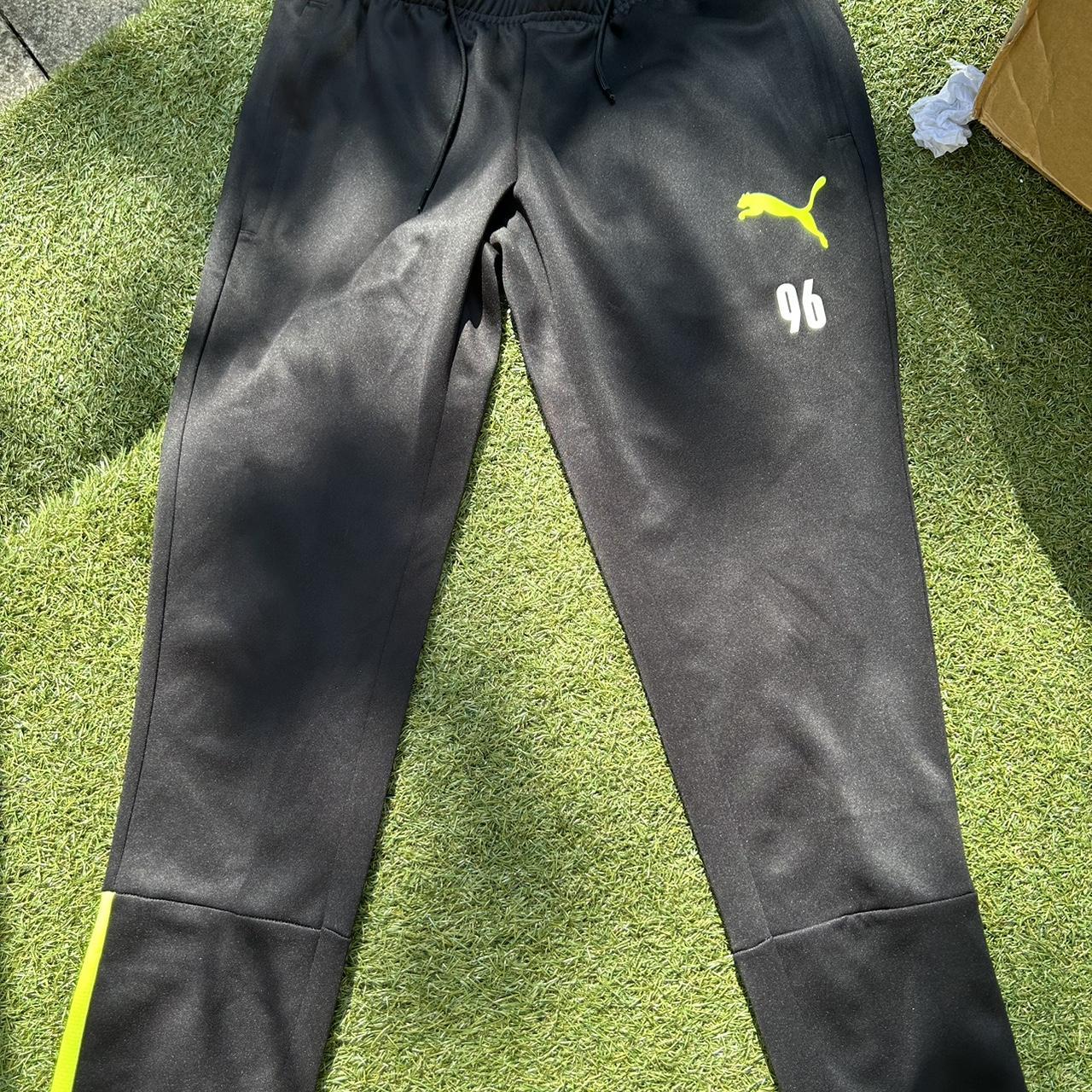 Puma Men's Black and Yellow Joggers-tracksuits | Depop