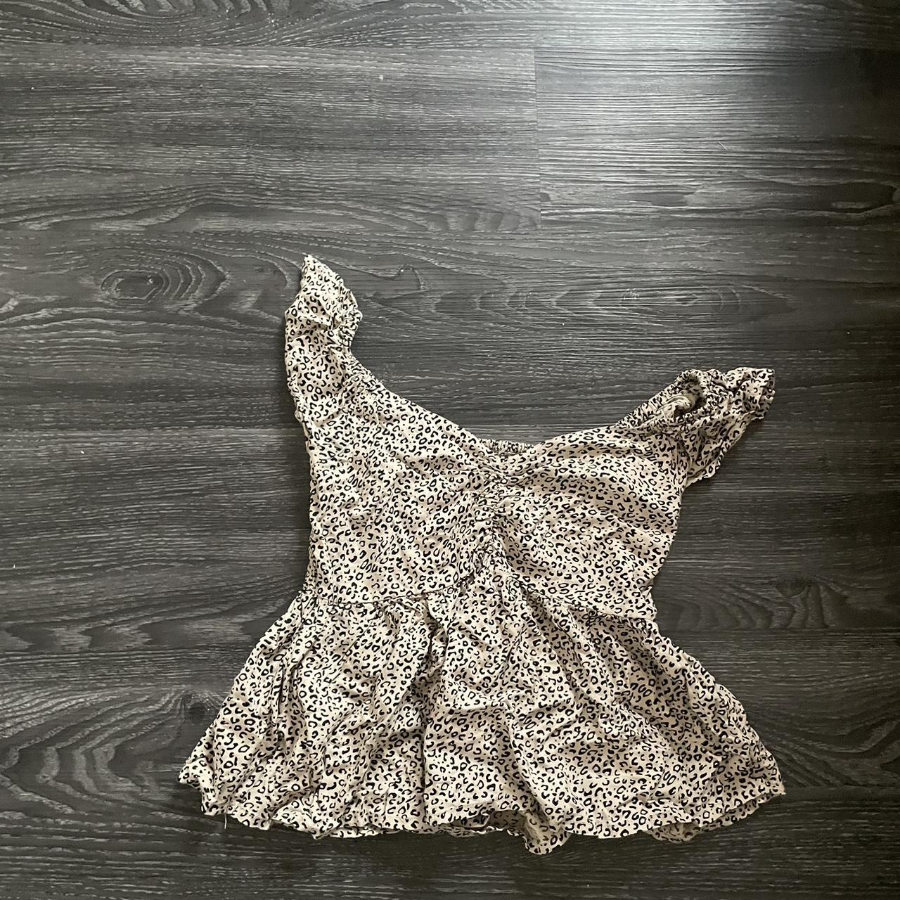 Lepard Print Flare Babydoll Top - Depop