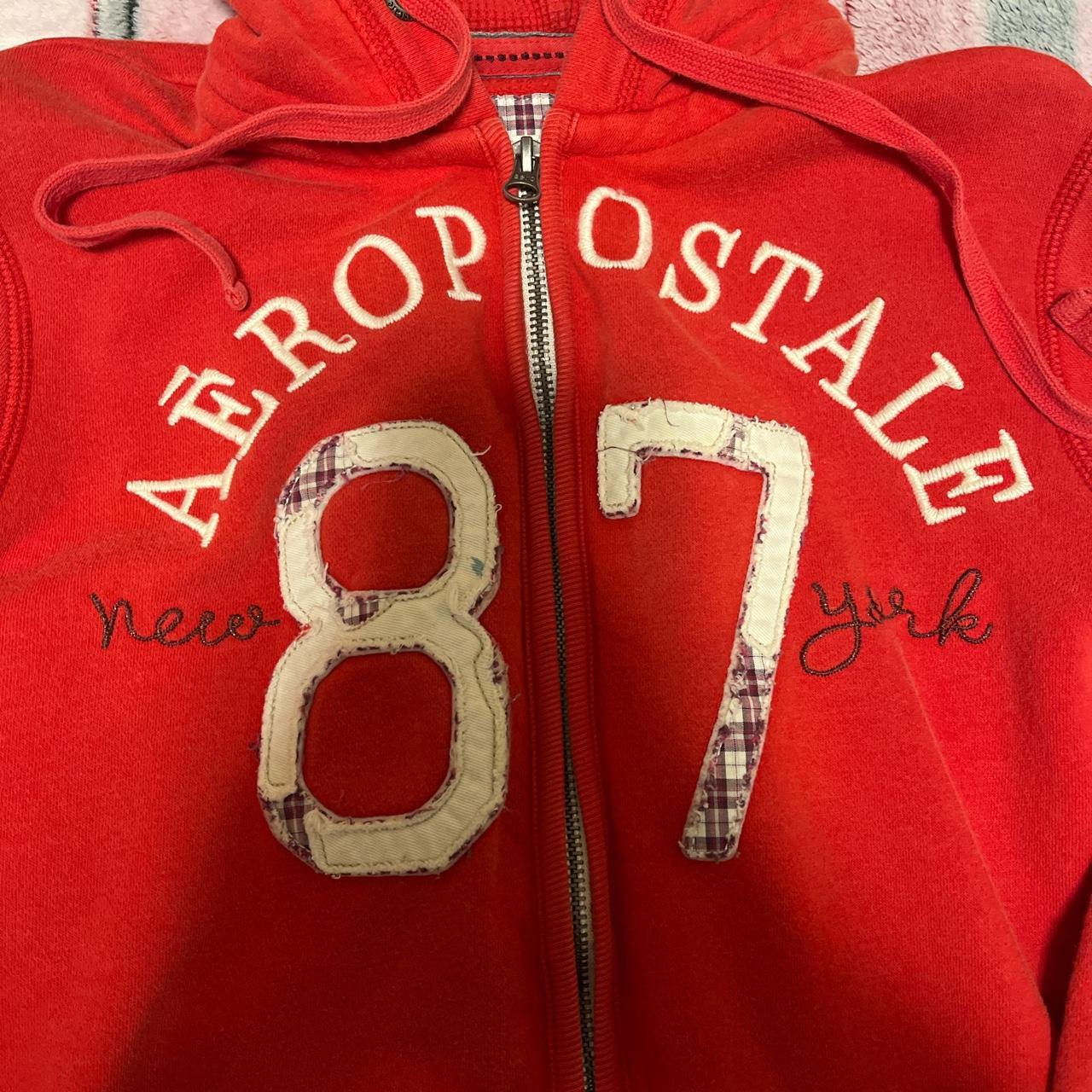 Aeropostale sweater/jacket cute and red Worn but... - Depop