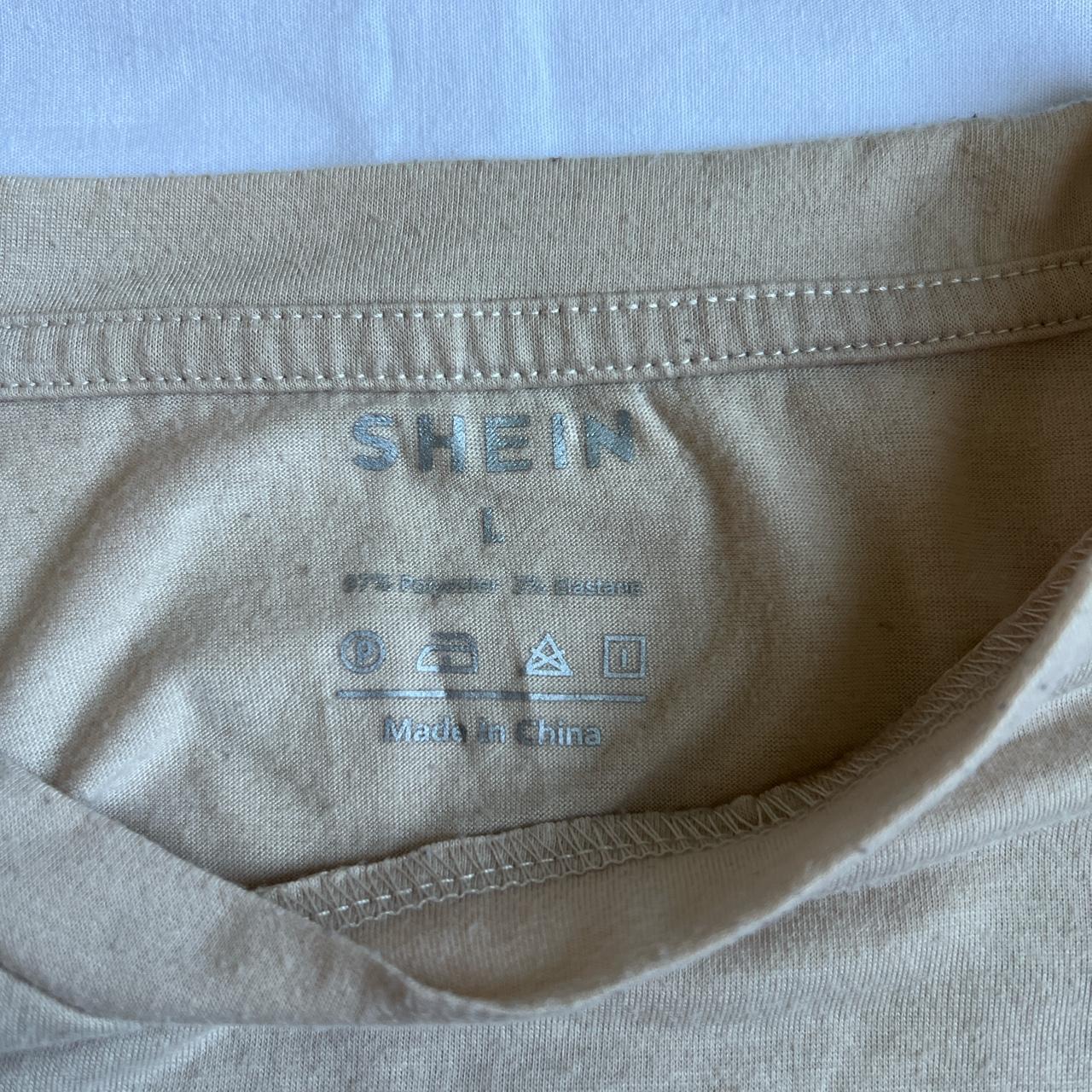 tan graphic t, size large from shein worn twice,... - Depop