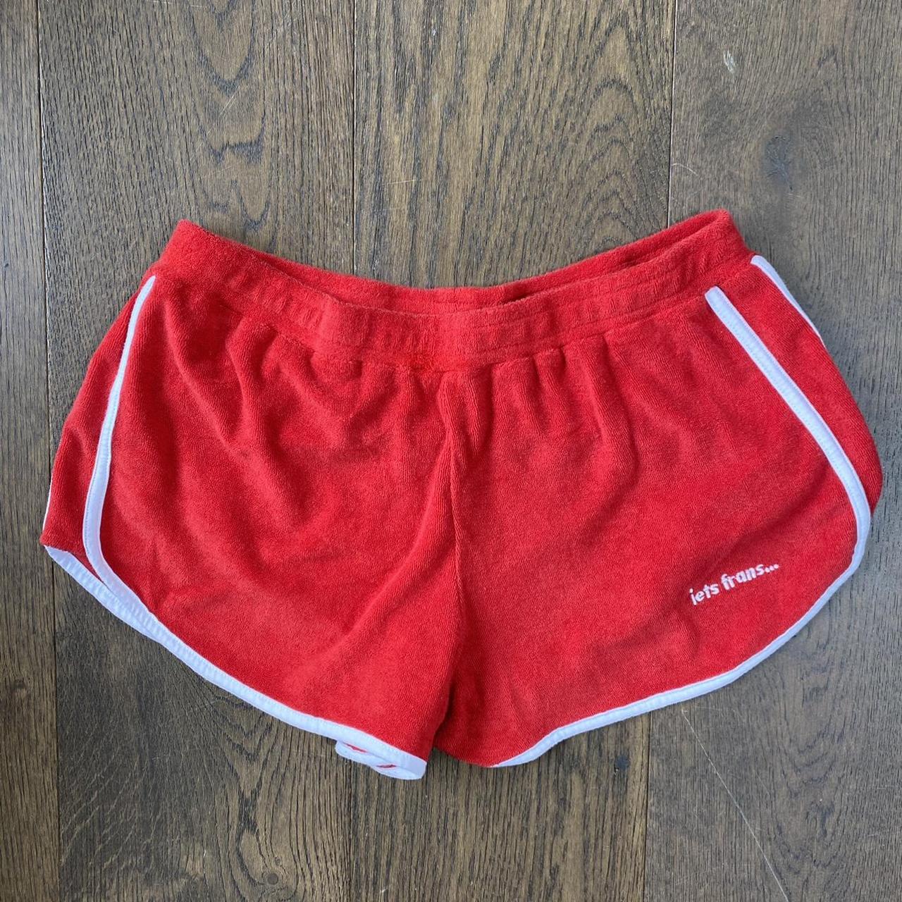 Urban Outfitters red terry toweling shorts. Size M... - Depop