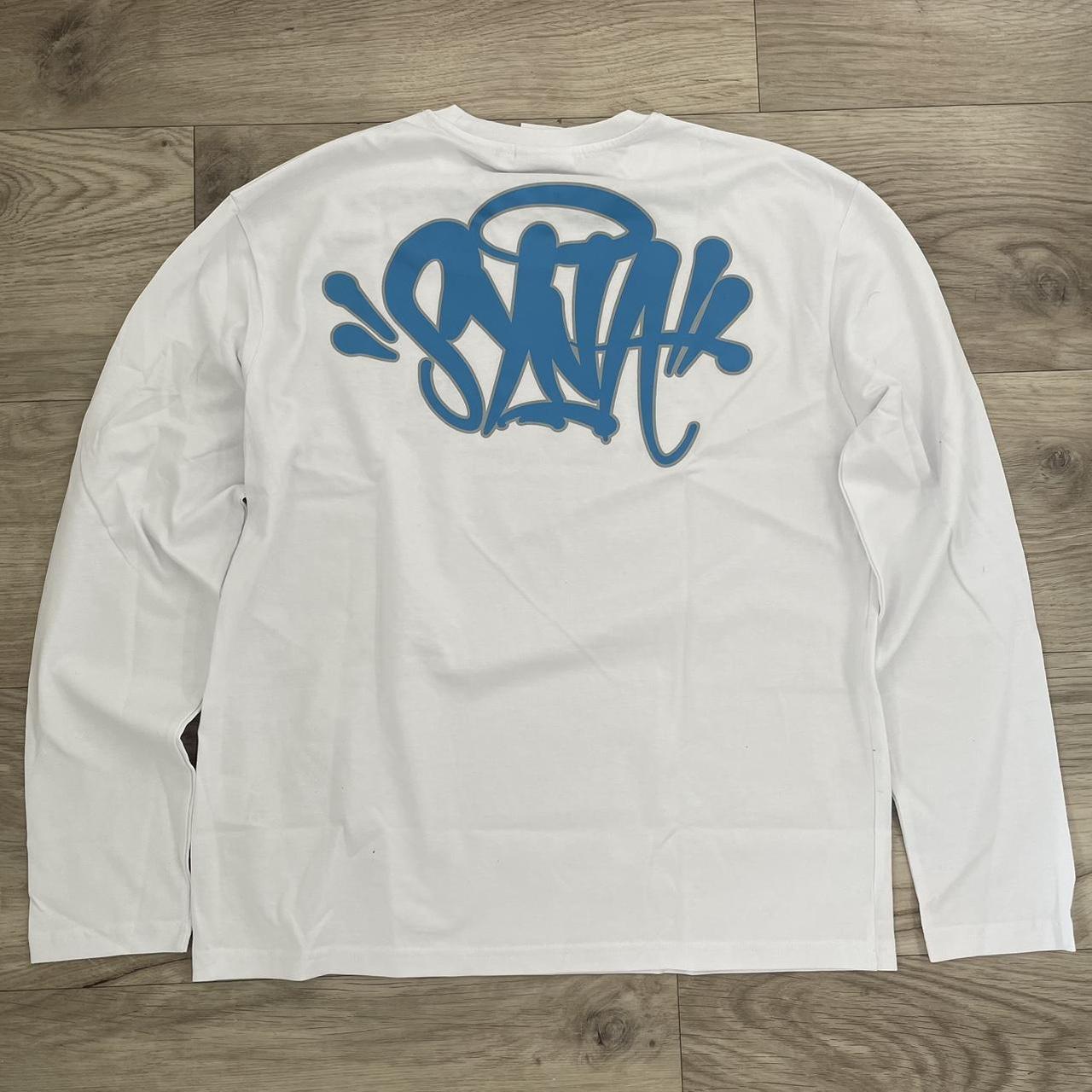 -white and blue syna world long sleeve tee -brand... - Depop