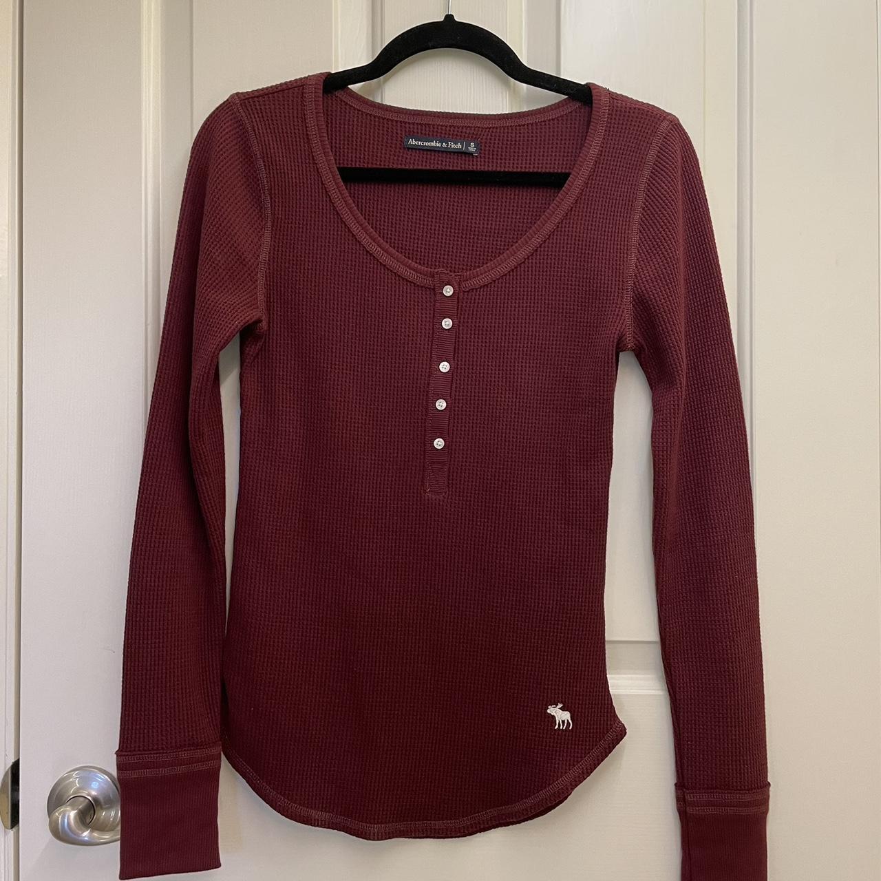 - Abercrombie waffle knit Henley long sleeve -... - Depop