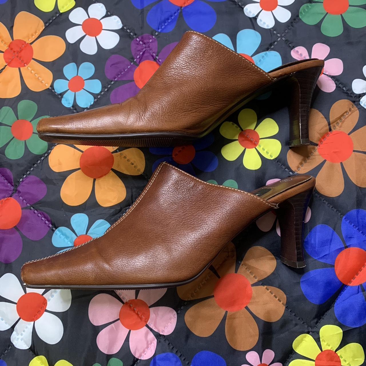 Vintage Mossimo pointy brown leather heels Size 5.5 - Depop
