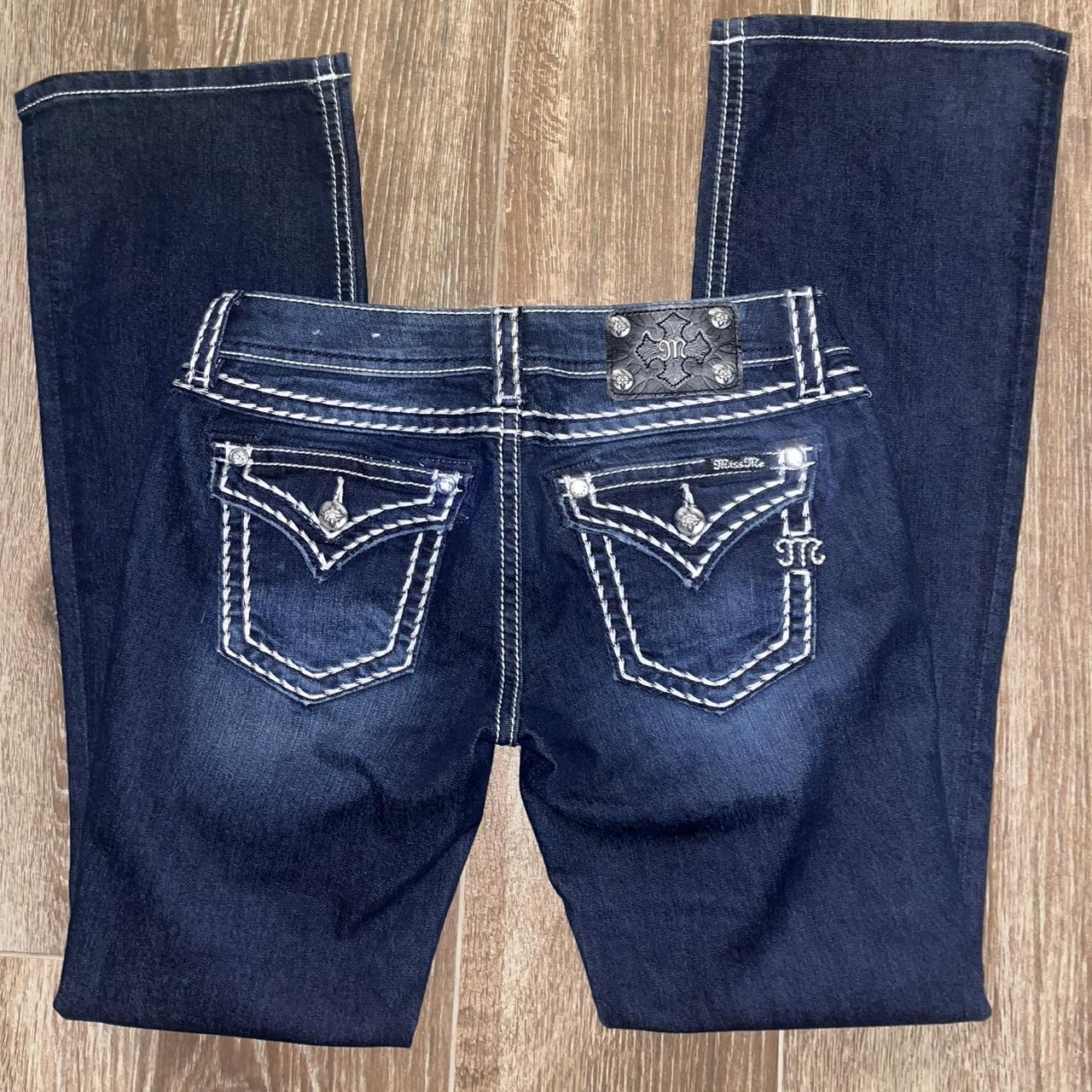 Barely worn low rise Miss Me jeans with lots of... | Depop