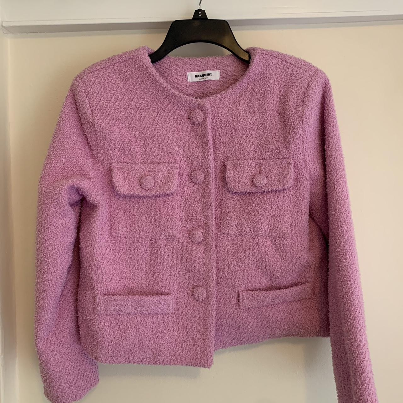 Pink long sleeve tweed jacket - Depop