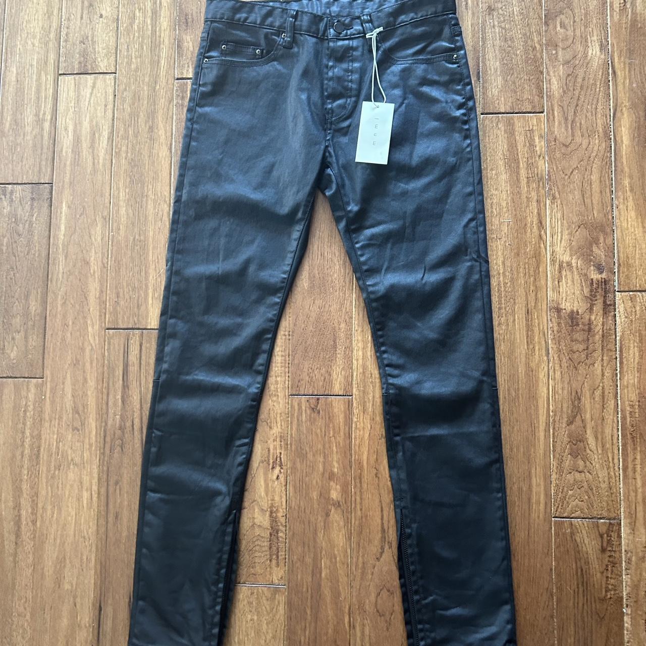 Mnml adjustable flare leather waxed straight legged... - Depop