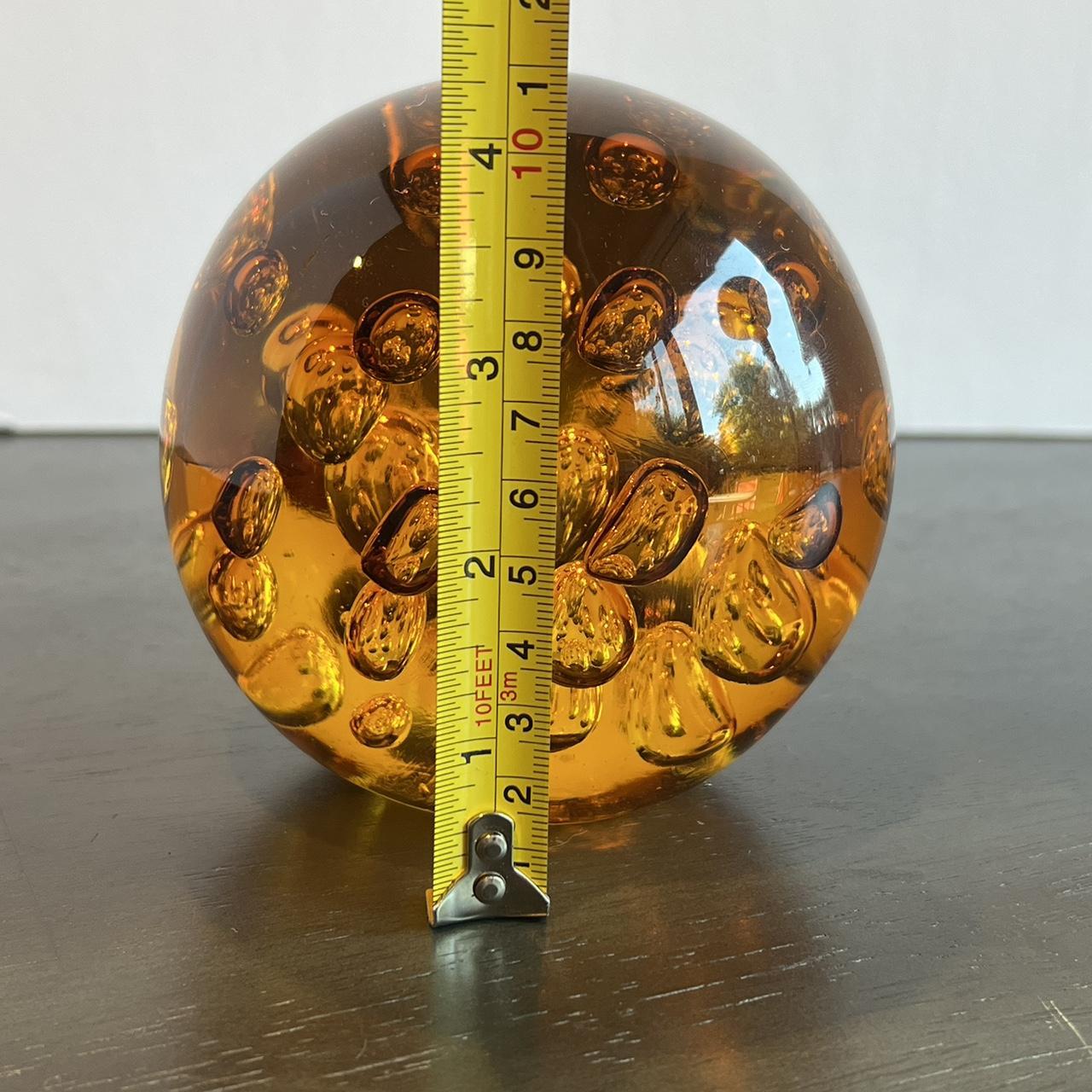 VTG Murano Amber Art Glass Sphere Ball Paperweight... - Depop