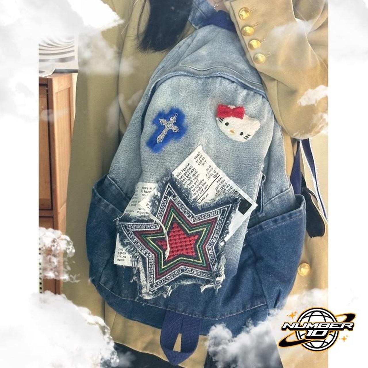 Custom Y2K Denim Hello Kitty Bag by... - Depop