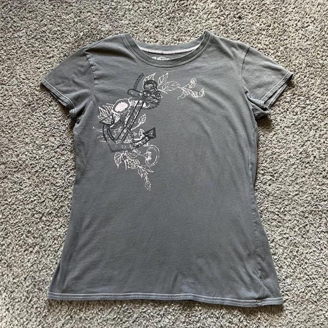 Vintage Y2K 2000s Vanity Top XL Gray Pink Skull... - Depop