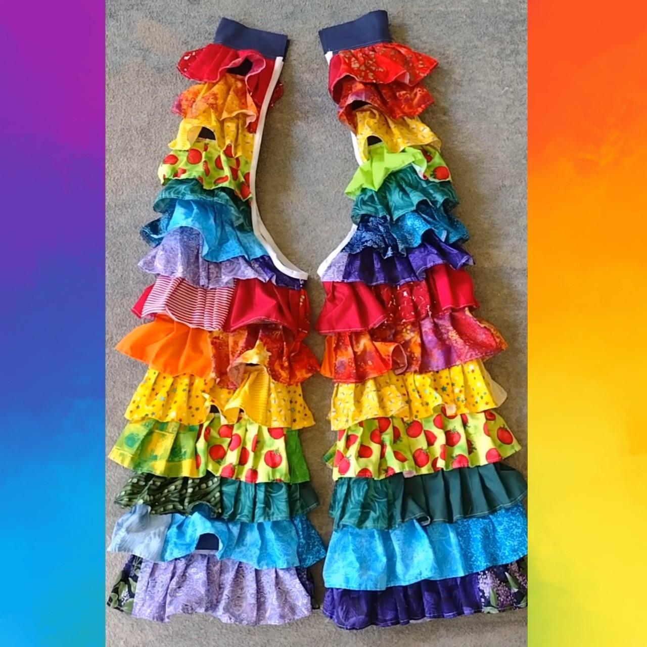Custom Clown Chaps 🌈🤡🍓 rainbow ruffle chaps made... | Depop