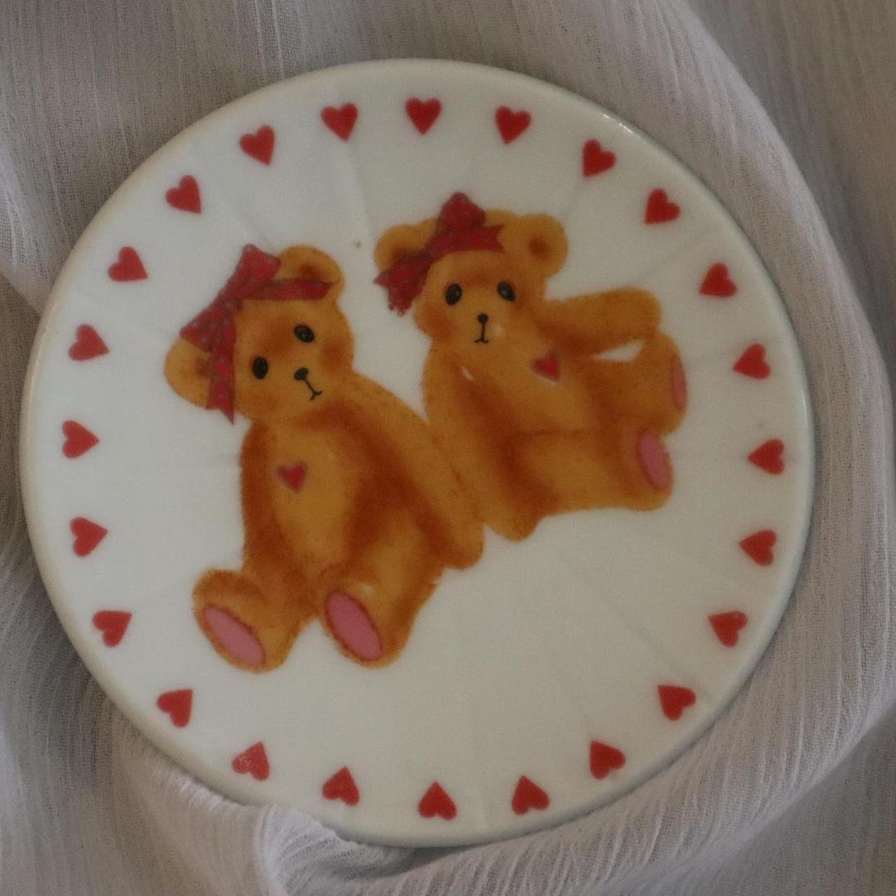 mini teddy bear plate +real porcelain (Delton... - Depop