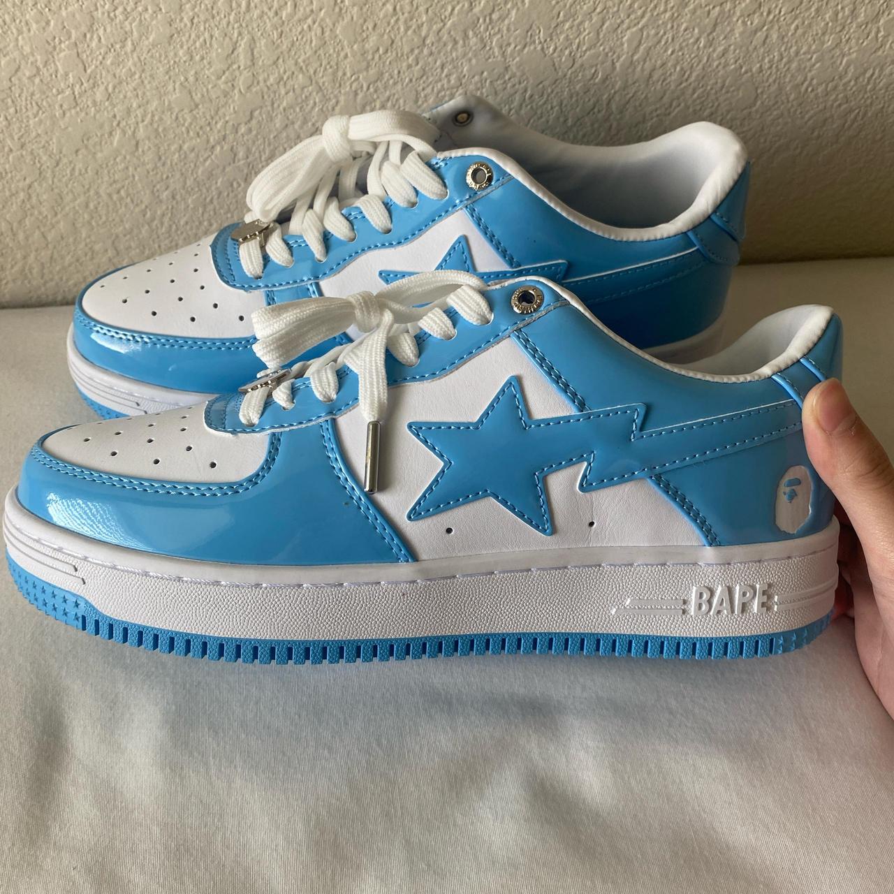 Used Sky Blue Bapesta No box Size 8 #bape... - Depop