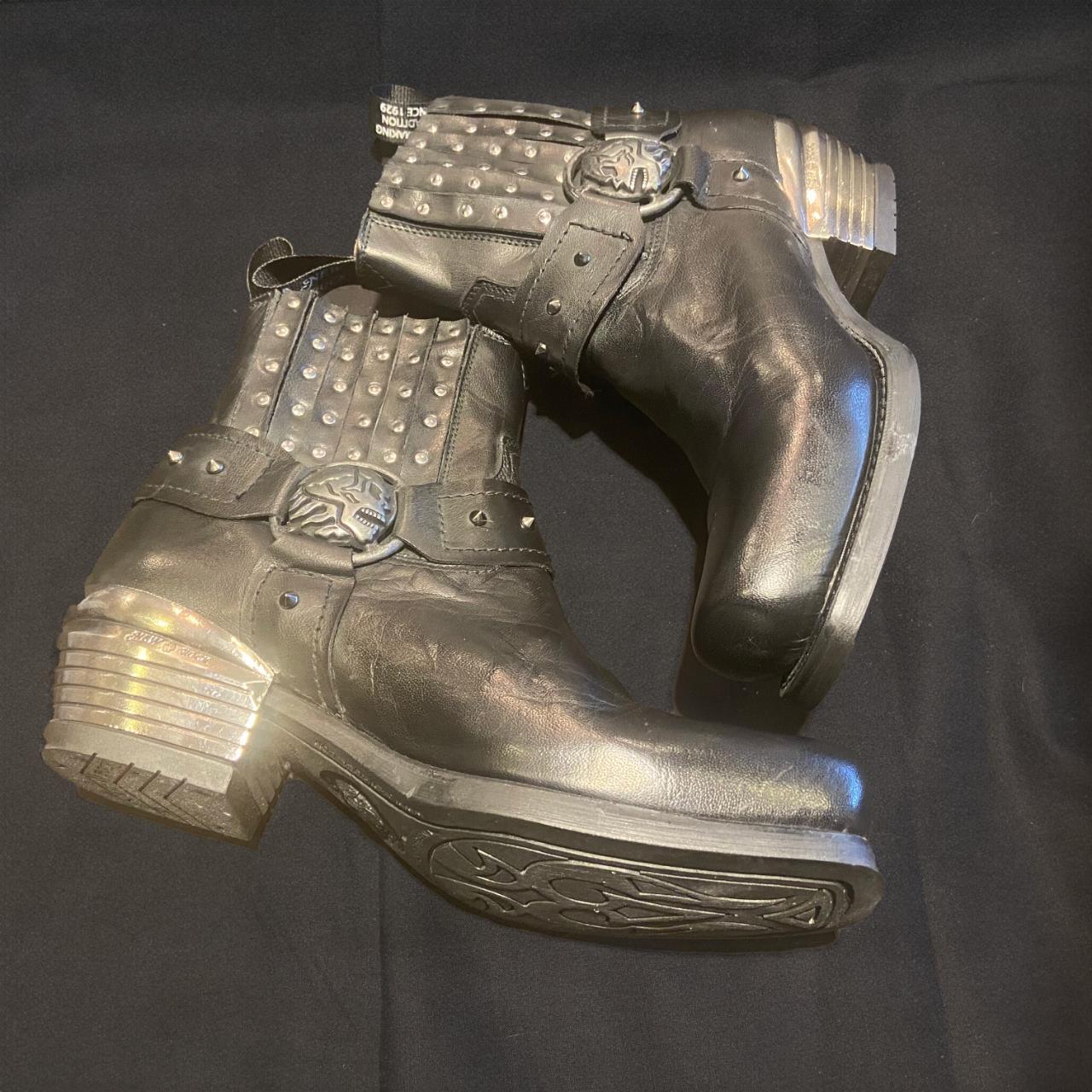 New Rock Western Leather Ankle Boot (M-7959-S4).... - Depop