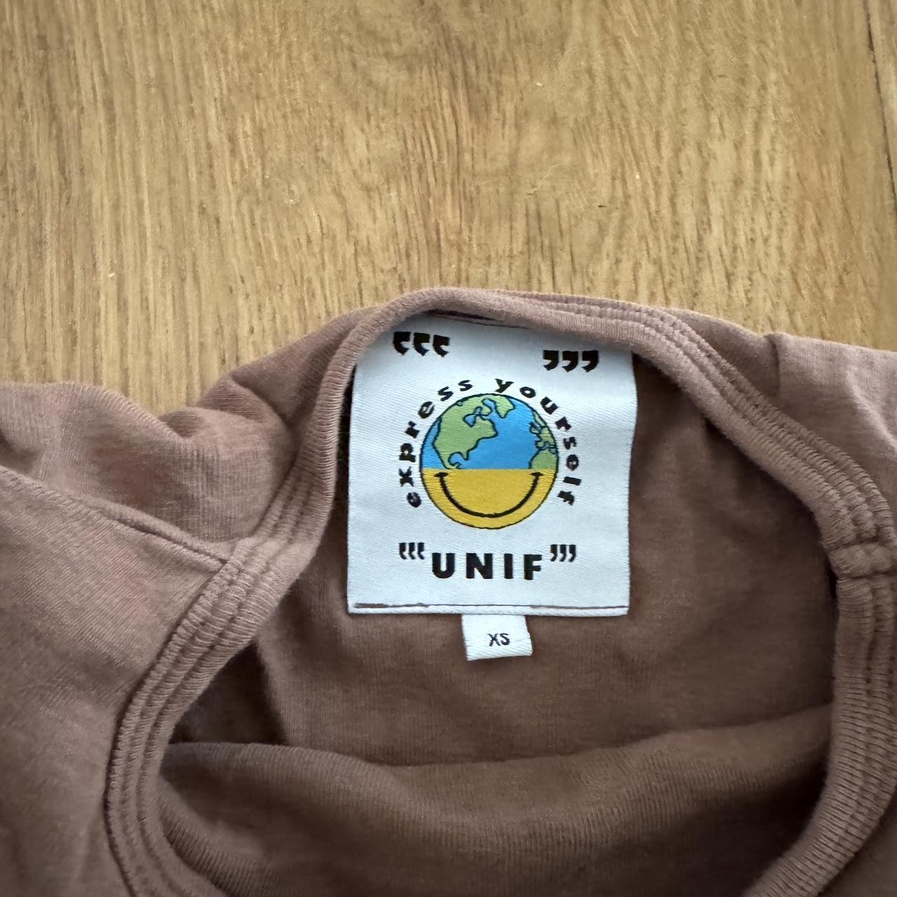 Unif xs baby brown bear tee Cap sleeve orange bear... | Depop