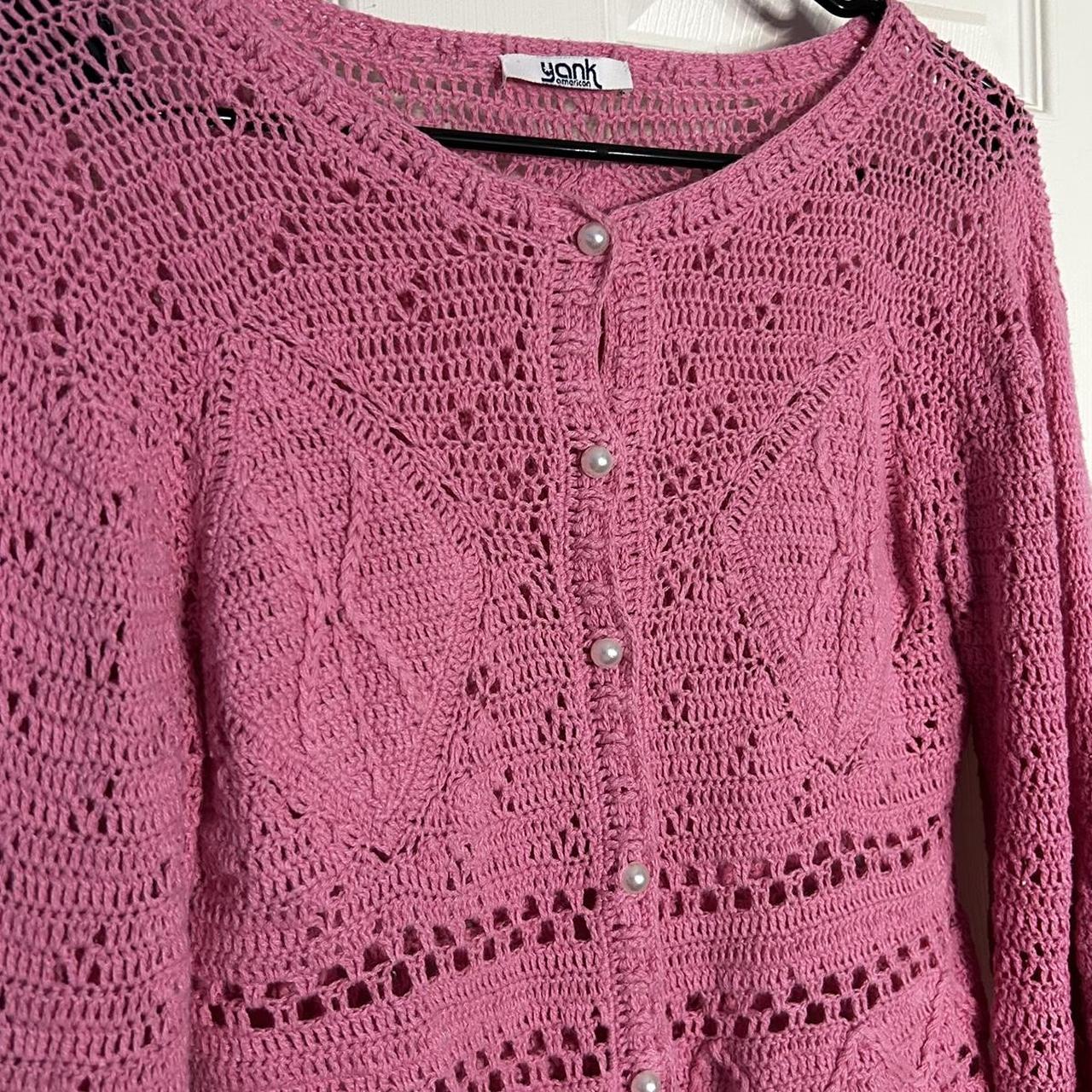 Yank American pink crochet cardigan! DEPOP PAYMENT... - Depop