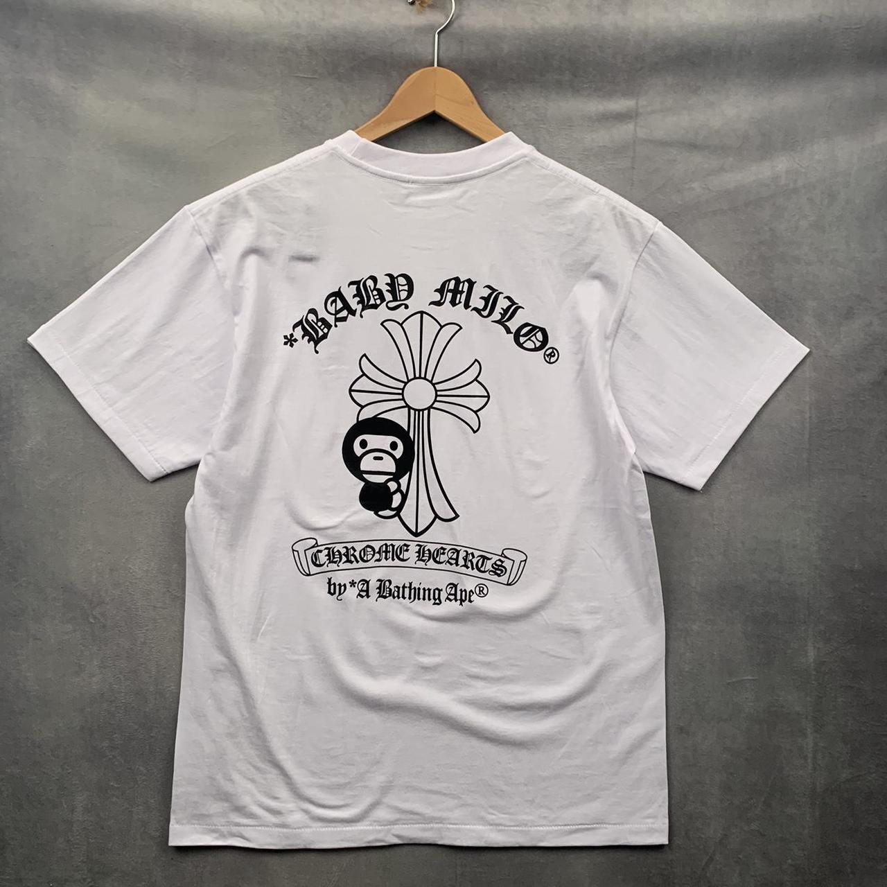 BAPE x Chrome hearts graphic print t shirt, white... - Depop