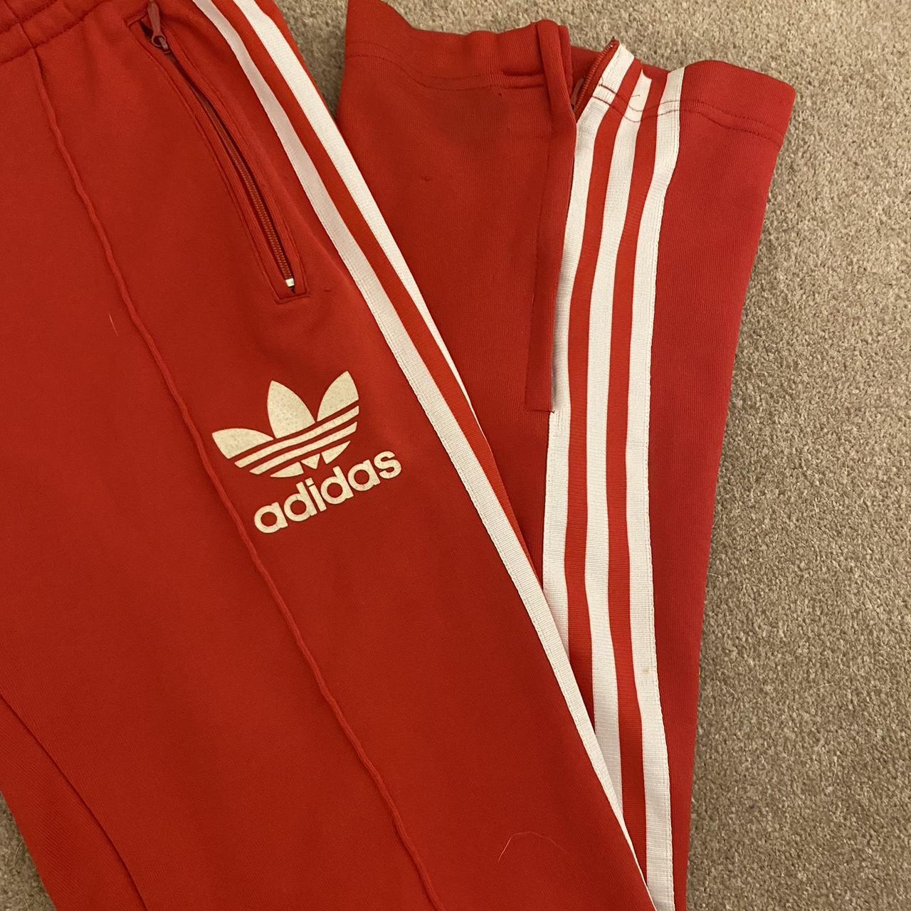 Low waisted, 00s, vintage, Adidas flared trackies,... - Depop