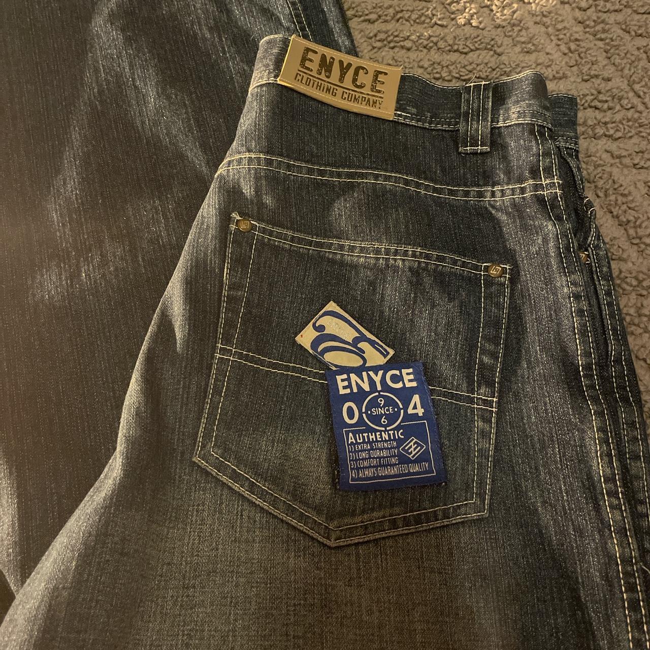y2k Enyce jeans, slight dark wash mint condition... - Depop