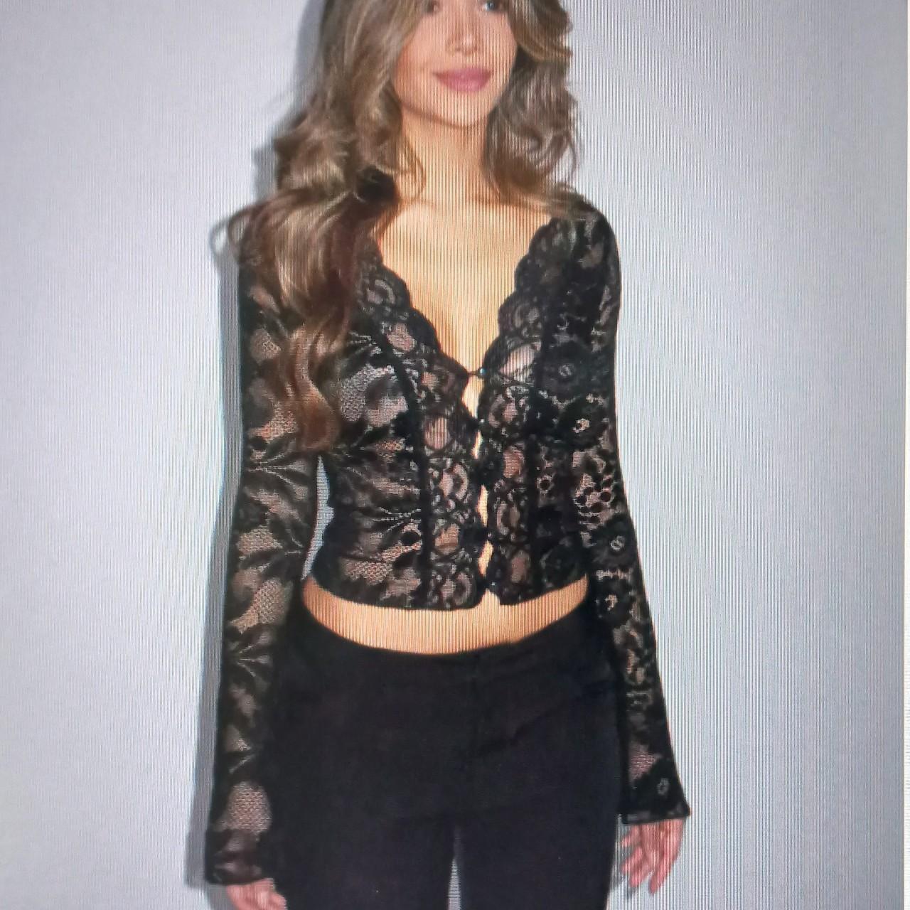 🖤 Venderbys Pretty Luna Lace button front top... | Depop