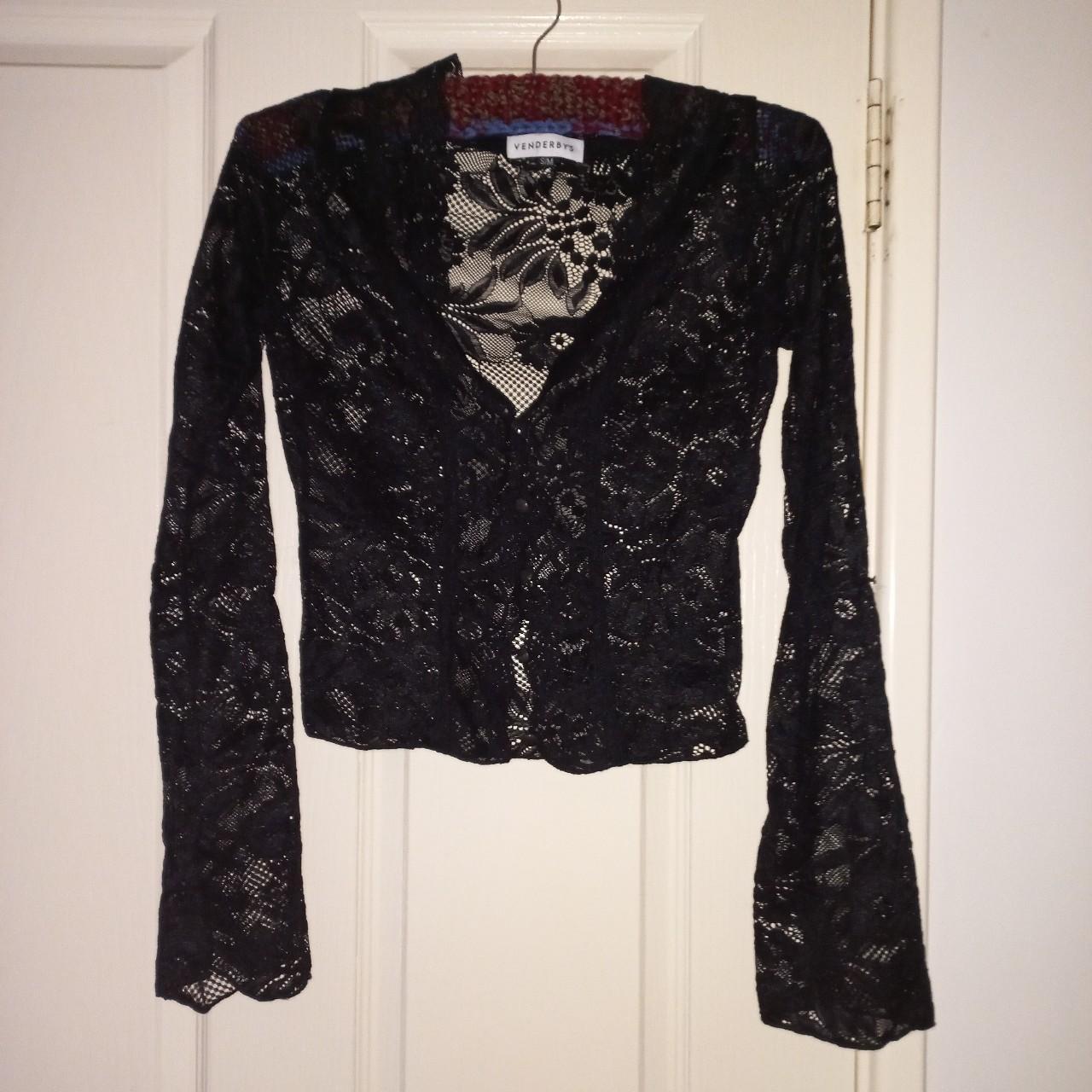 🖤 Venderbys Pretty Luna Lace button front top... | Depop