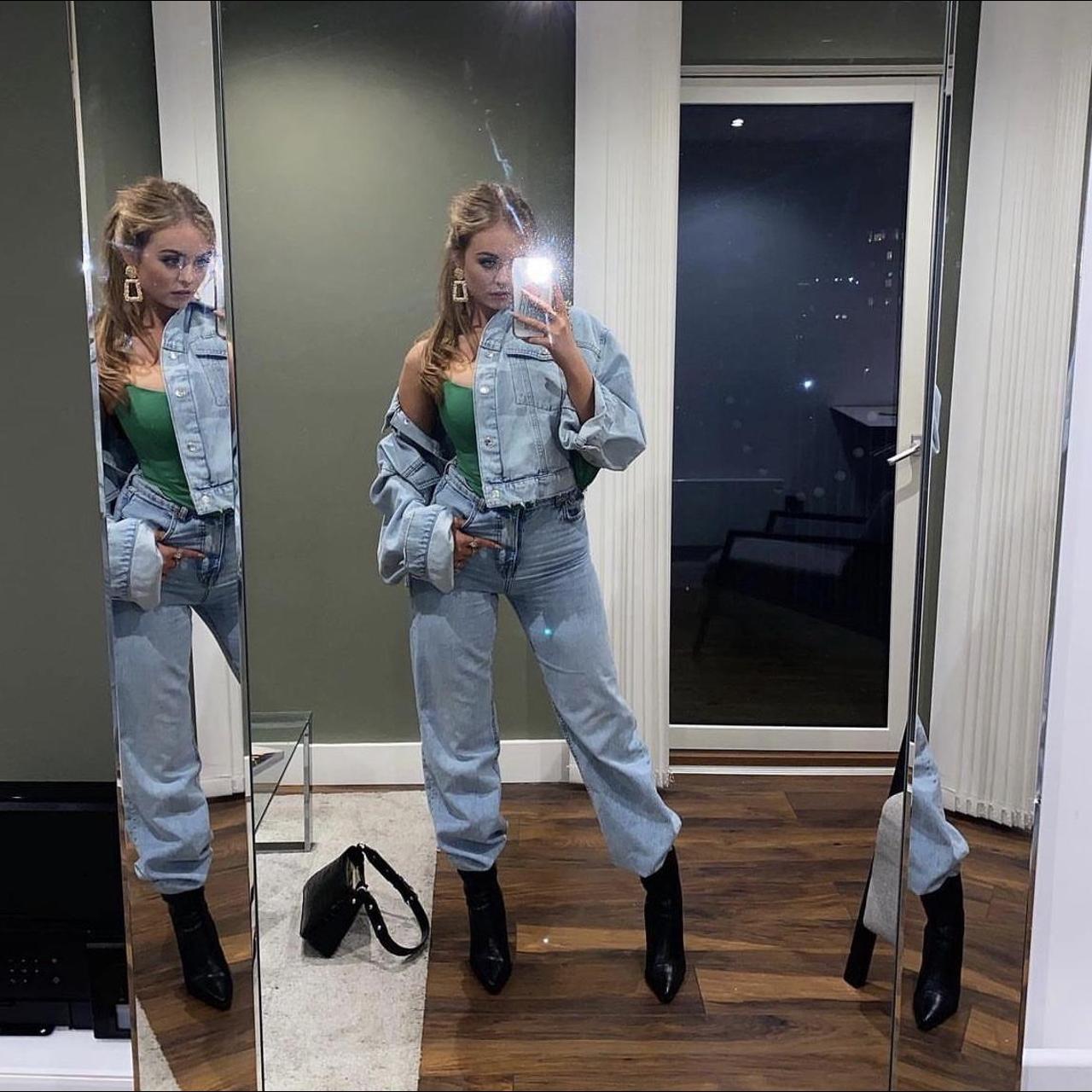 Zara light blue oversized denim jacket Worn a few... - Depop