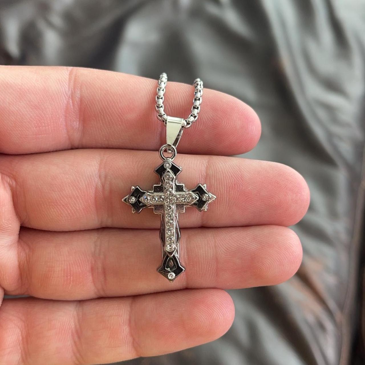 Sick Diamond Cross Necklace 60cm super cool... - Depop