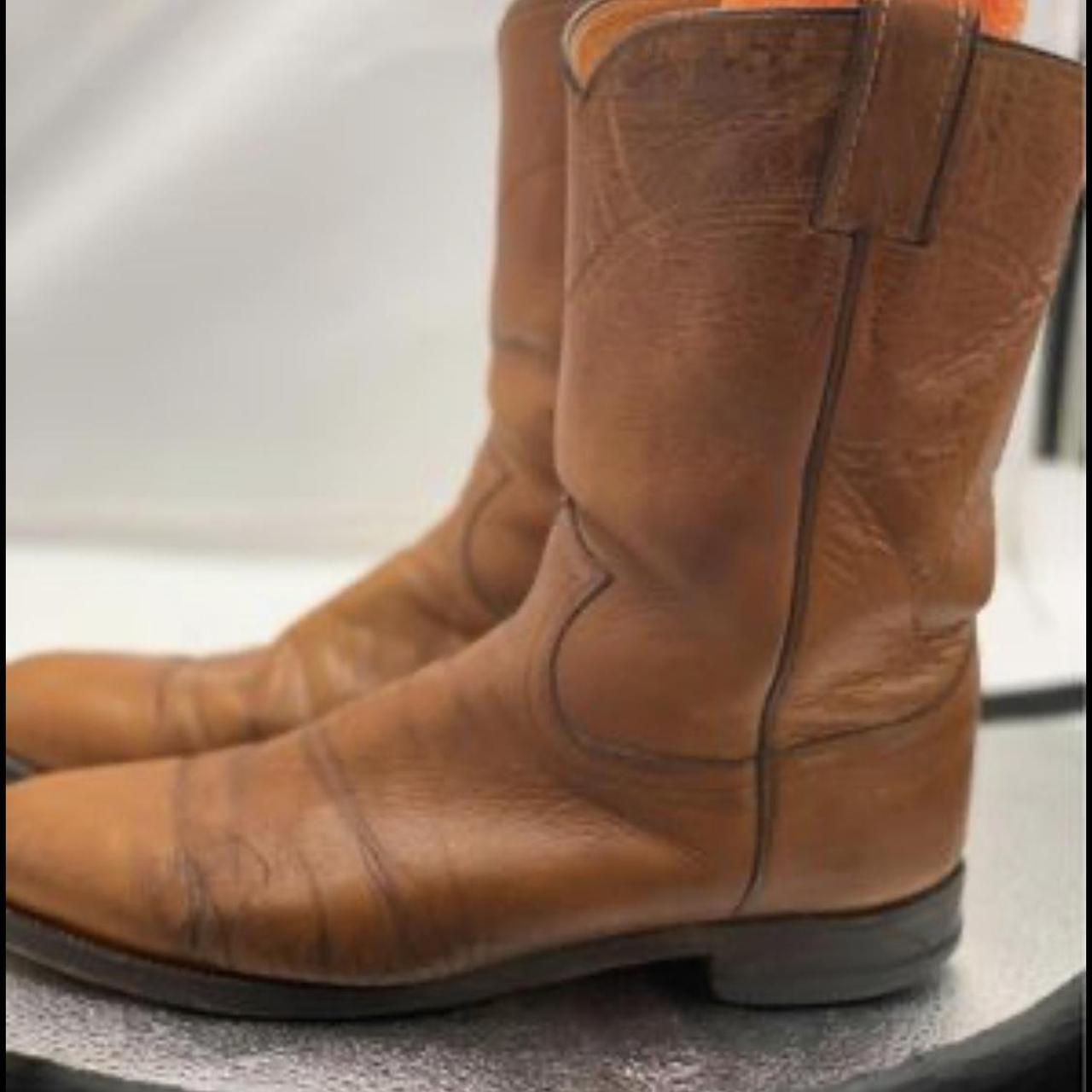 Justin vintage western roper, cowboy boots. Made in... - Depop