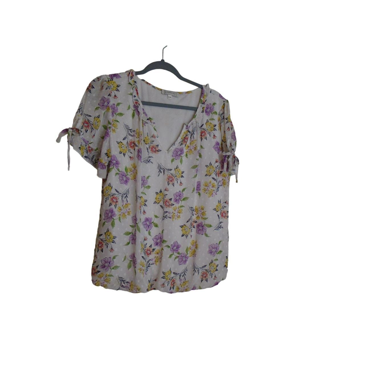 Introducing the Blousology Floral Swiss Dot Novelty... - Depop